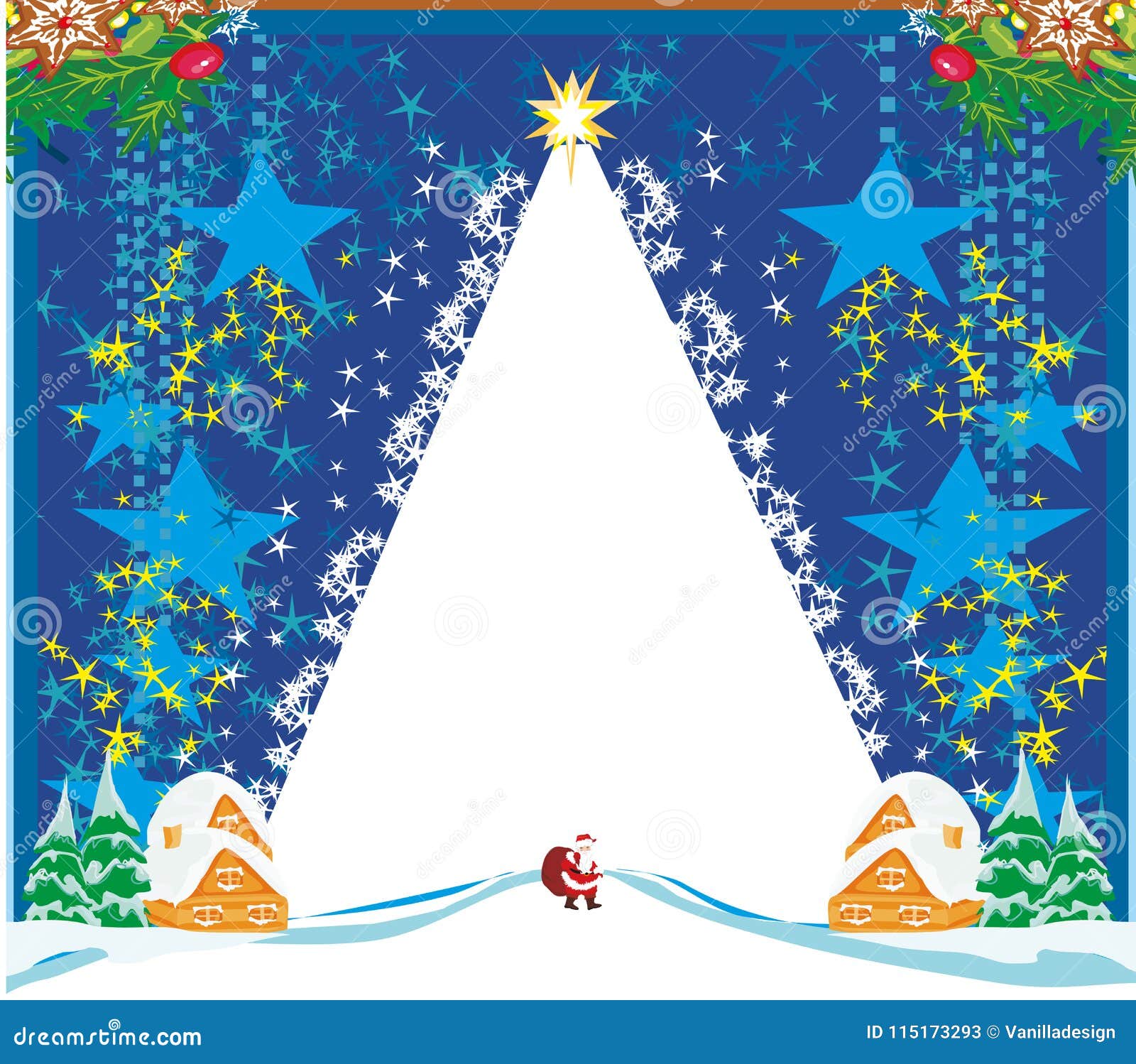 Winter Landscape Card with Santa Stock Vector - Illustration of ...