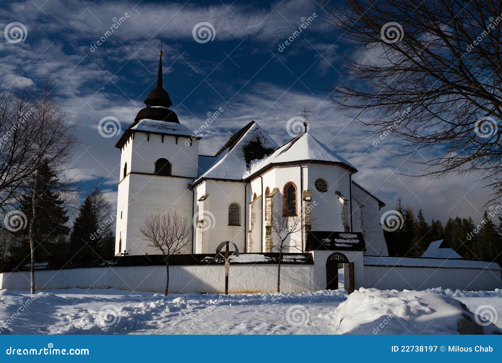 Winter Landscape with Church Stock Image - Image of seasonal, church ...