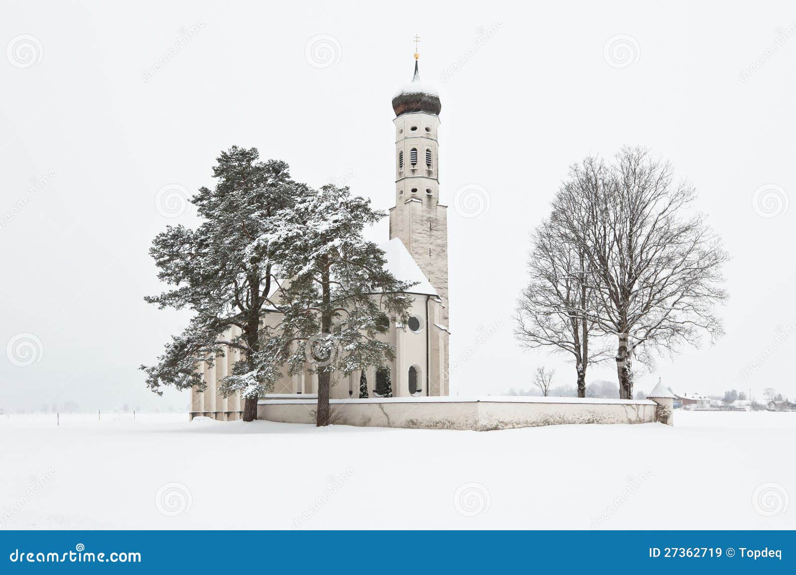 Winter Landscape with Church in Germany Stock Image - Image of ...