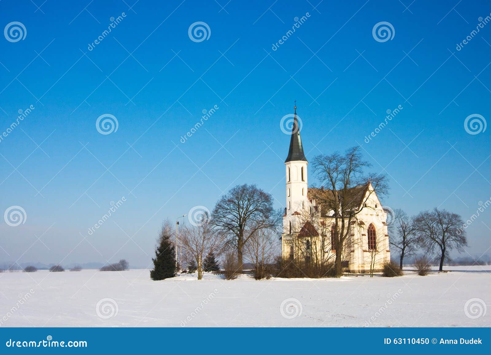 Winter Landscape with a Church Stock Photo - Image of nature, cold ...