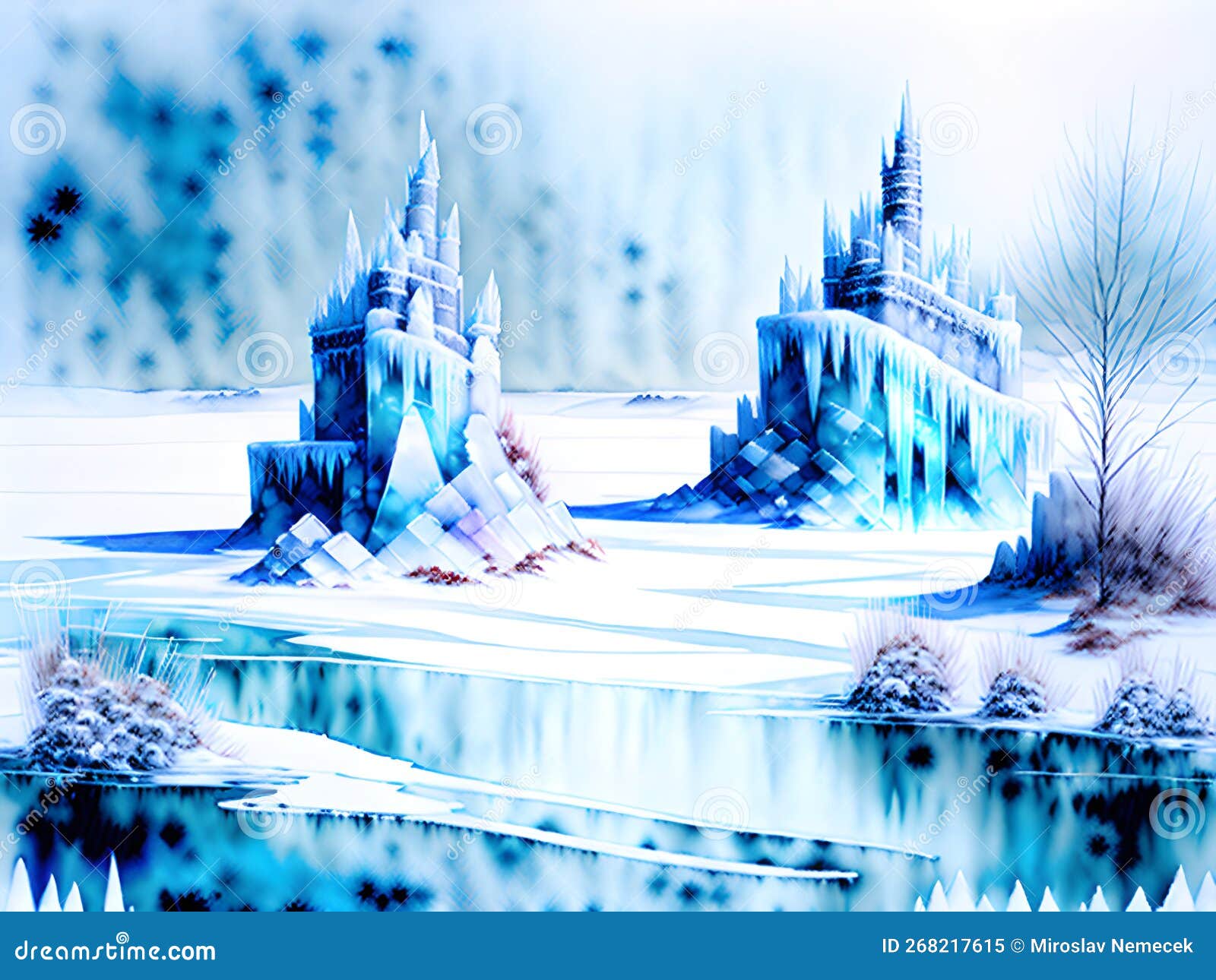 Winter Landscape, Generative AI Illustration Stock Illustration ...
