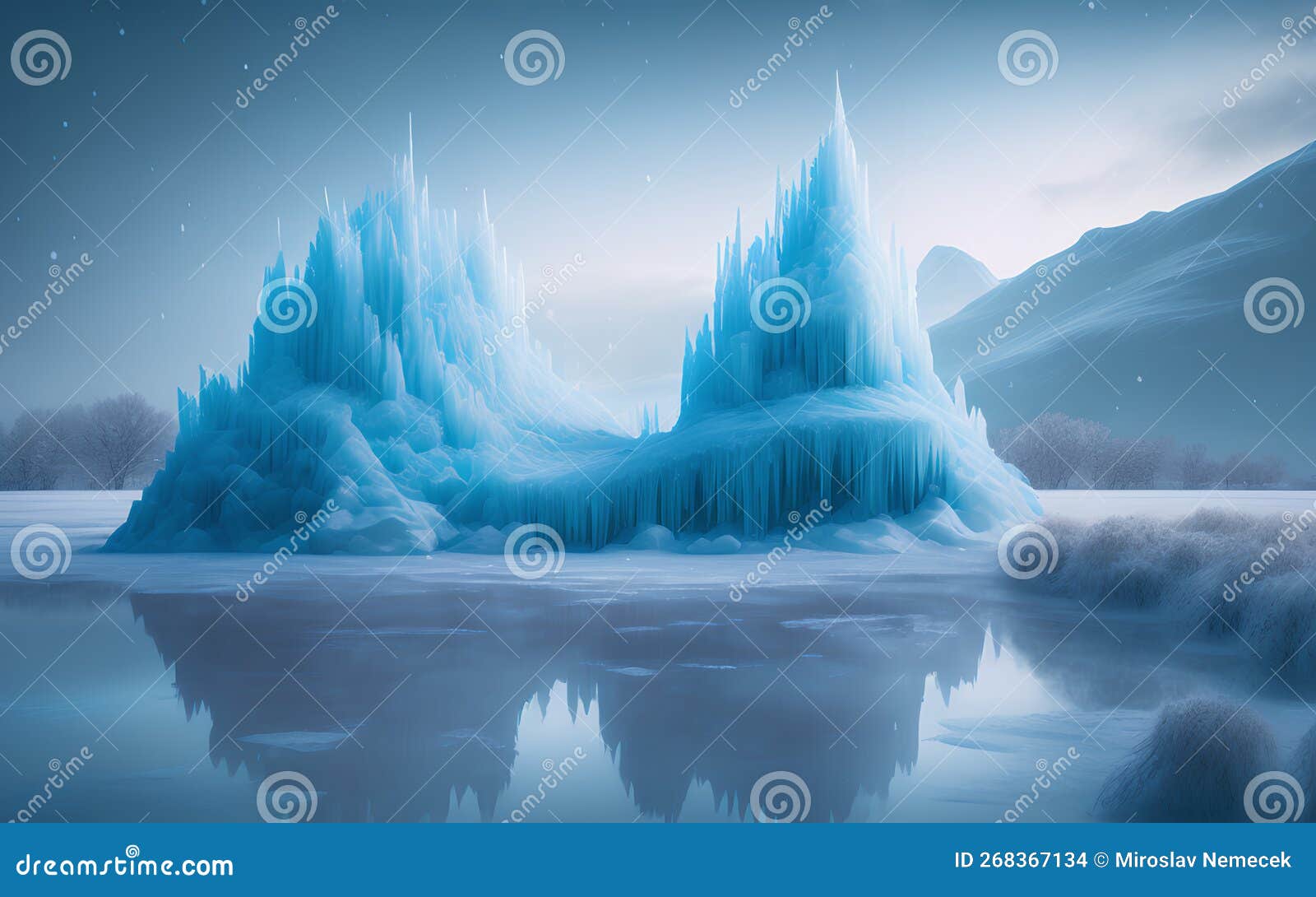Winter Landscape, Generative AI Illustration Stock Illustration ...