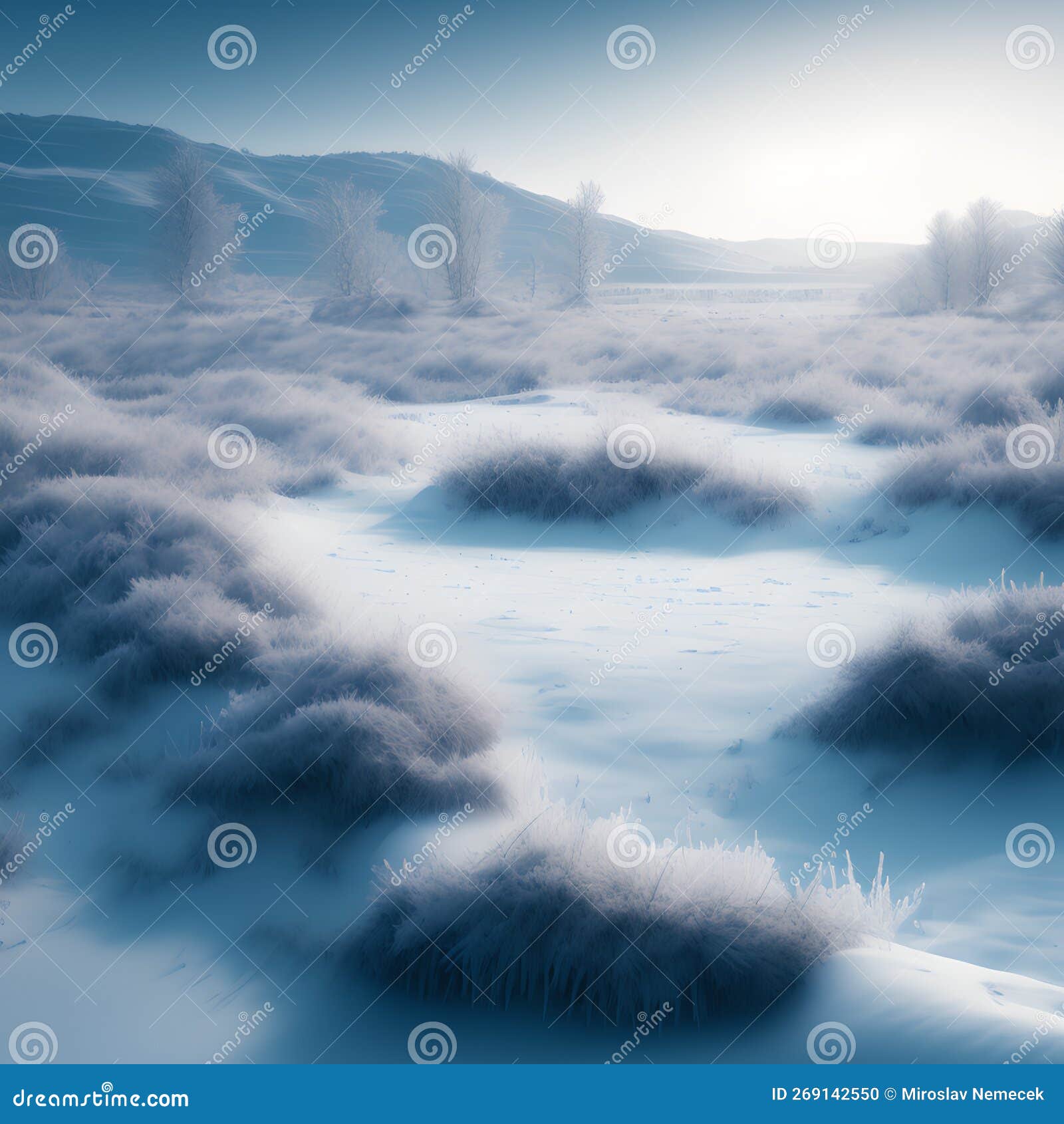 Winter Landscape, Generative AI Illustration Stock Illustration ...