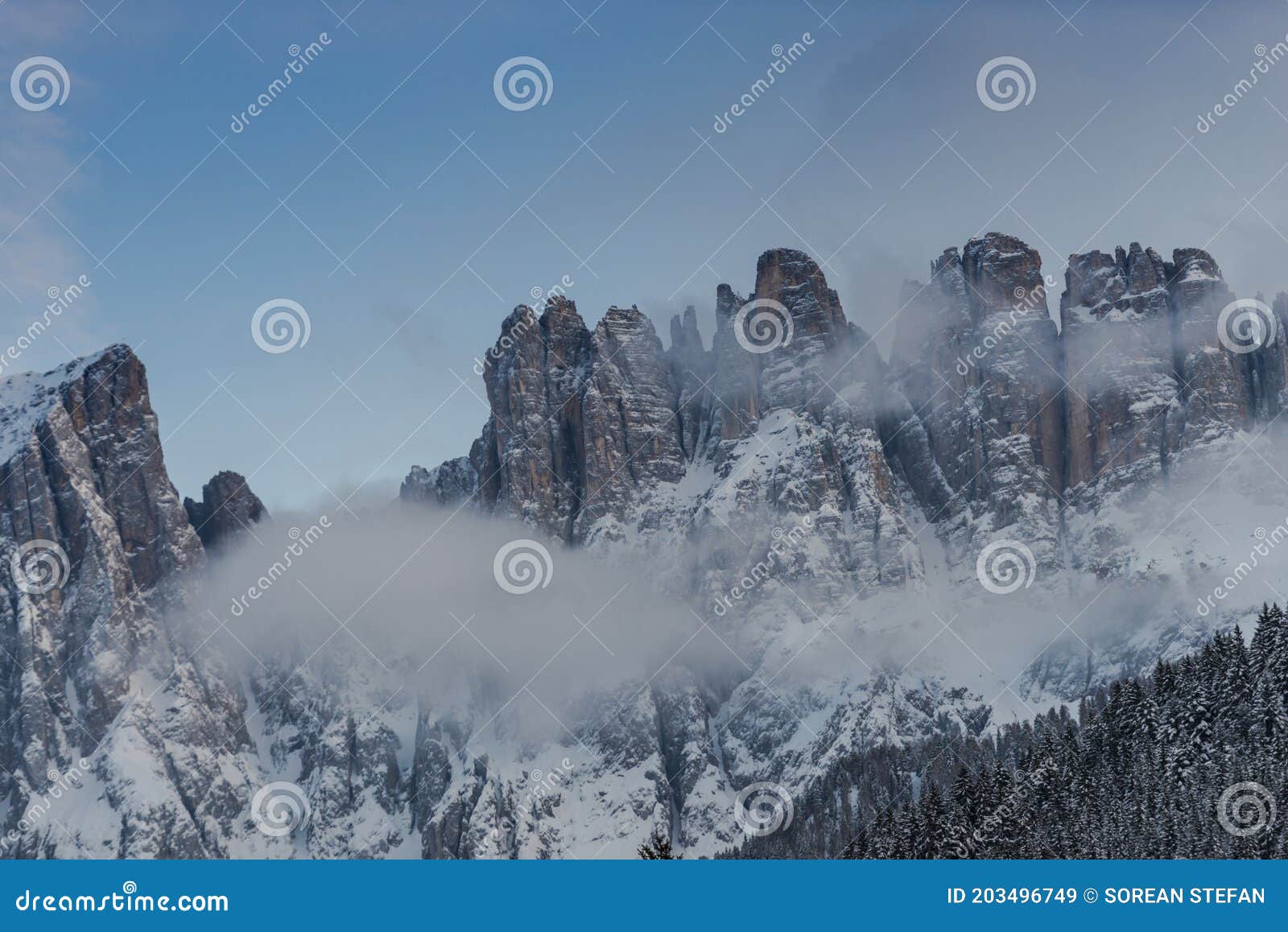 Winter Landscape in Dolomites Mountains Stock Image - Image of busteni ...