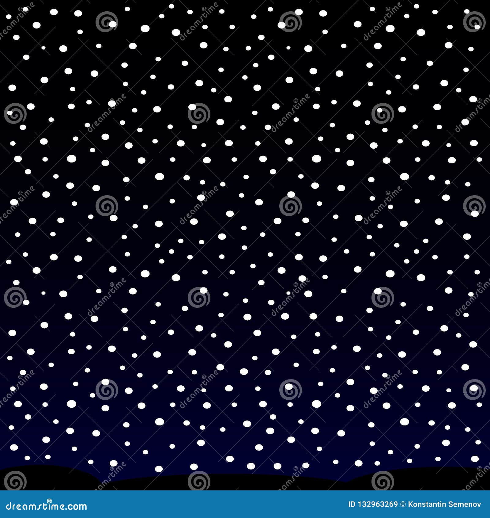 Winter Landscape with Falling Snow Stock Illustration - Illustration of ...