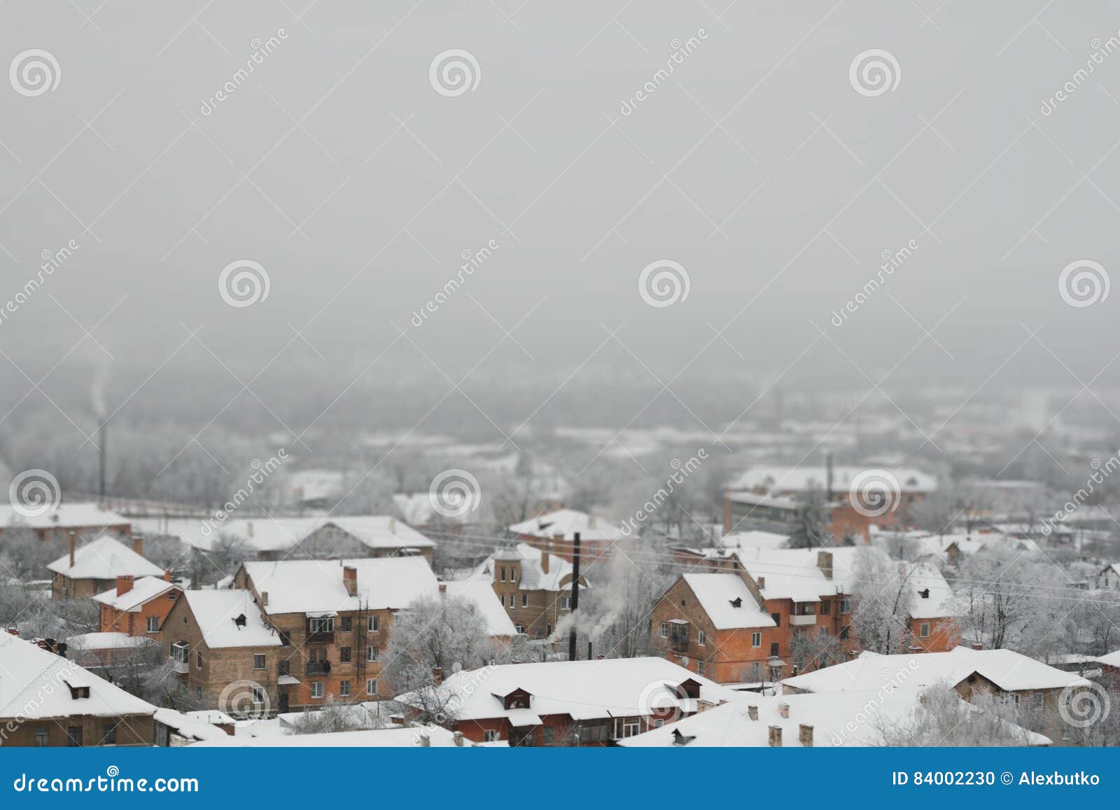 Winter Landscape from a Height with the Effect of Tilt Shift Stock ...