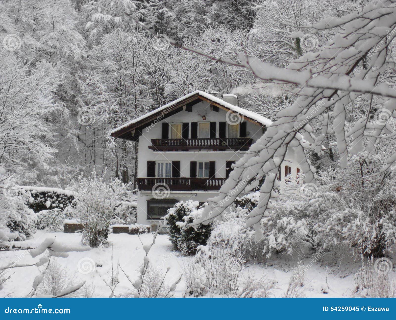 Winter Landscape with House Stock Image - Image of field, december ...