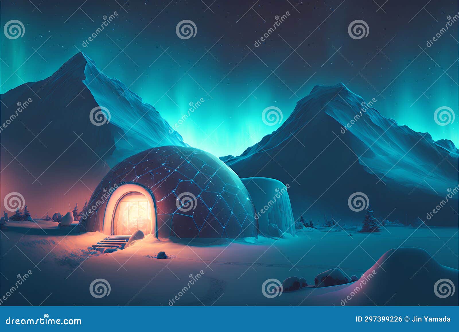 Winter Landscape with an Igloo. 3d Rendering, 3d Illustration Stock ...