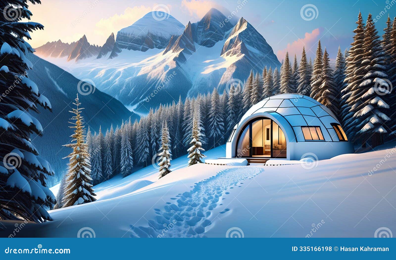 Winter Landscape in the Mountains, Igloo in a Snowy Landscape, Igloos ...