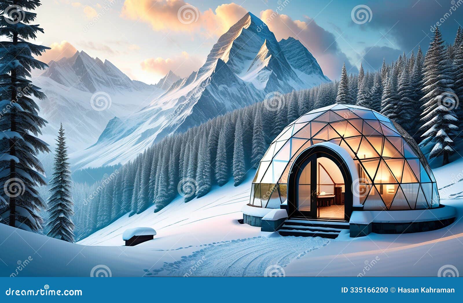 Winter Landscape in the Mountains, Igloo in a Snowy Landscape, Igloos ...