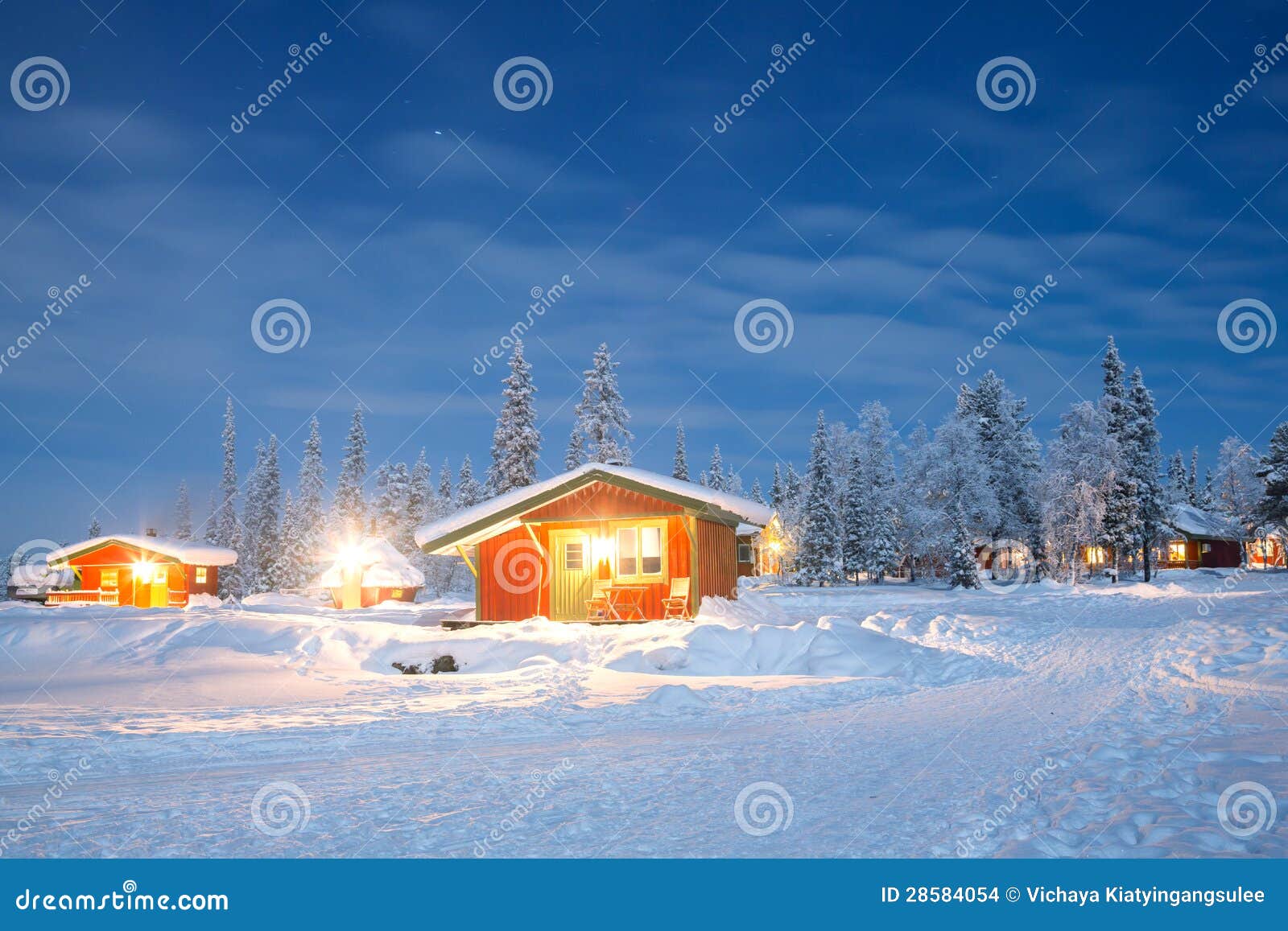 Winter landscape at night stock photo. Image of nature - 28584054