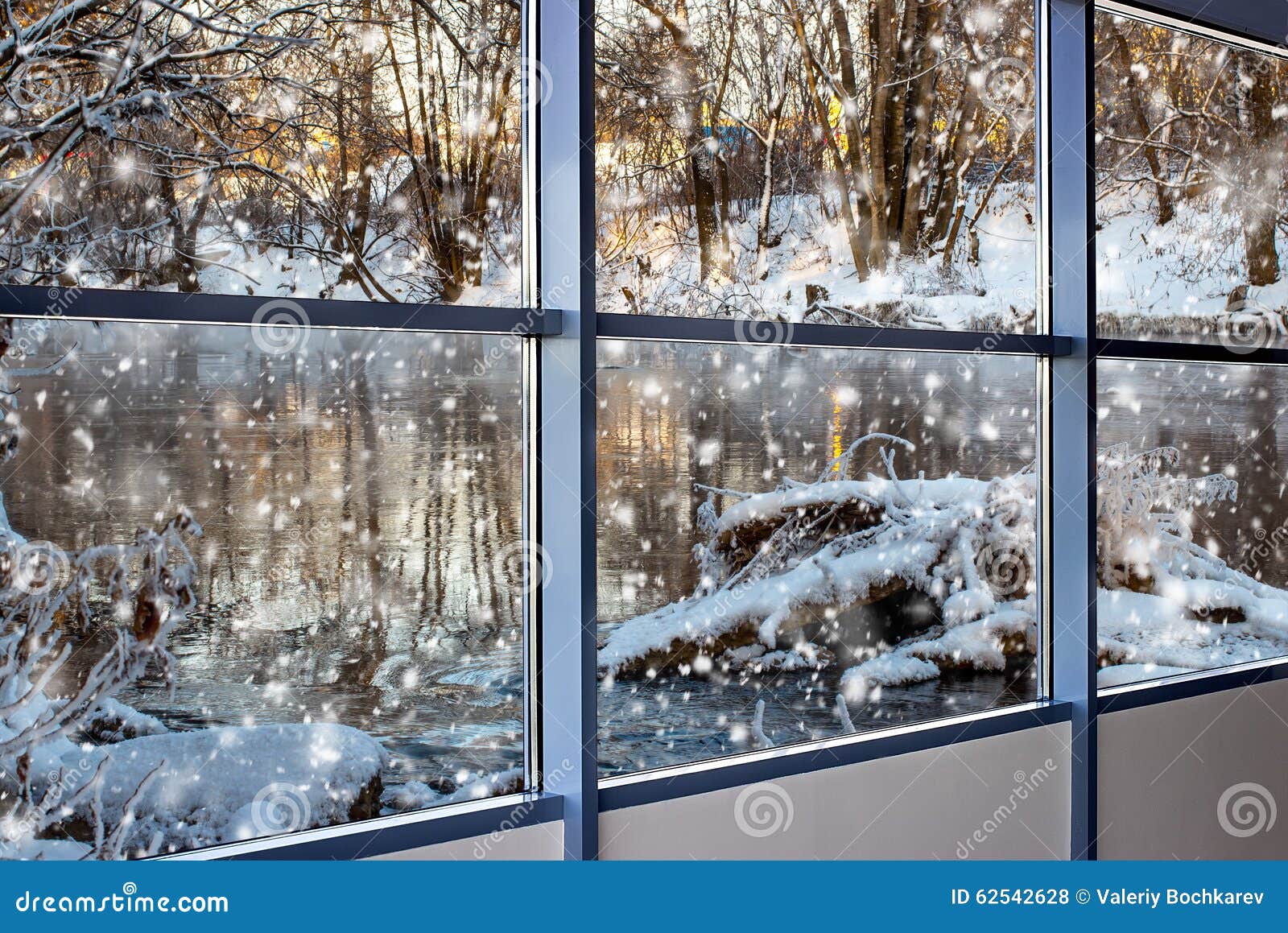 Winter Landscape Outside The Window Stock Photo - Image of wooden ...