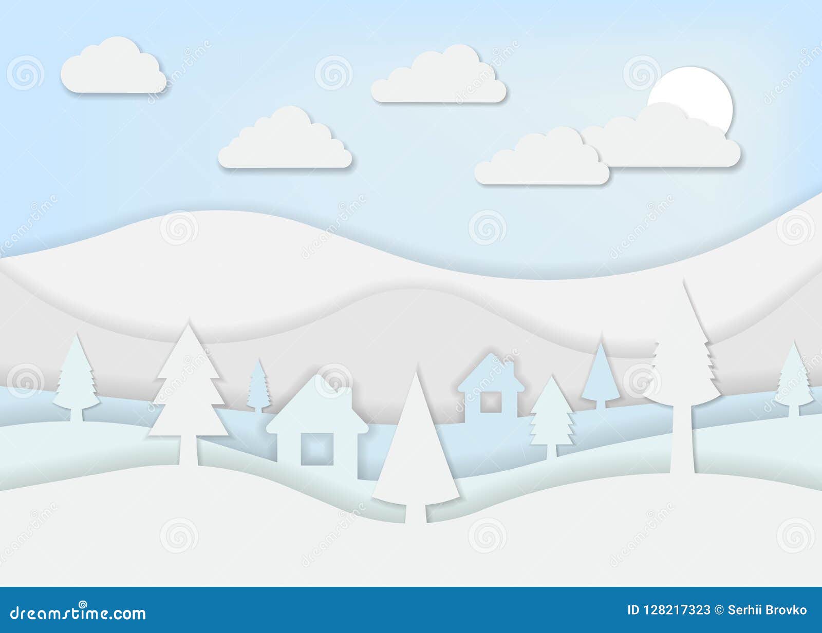 Winter Landscape for Paper Art Style. Vector Illustration Stock Vector ...
