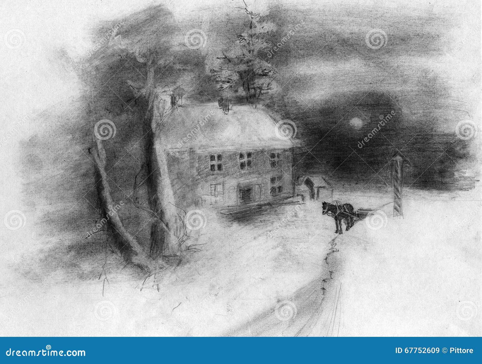 The winter landscape. stock illustration. Illustration of plant - 67752609