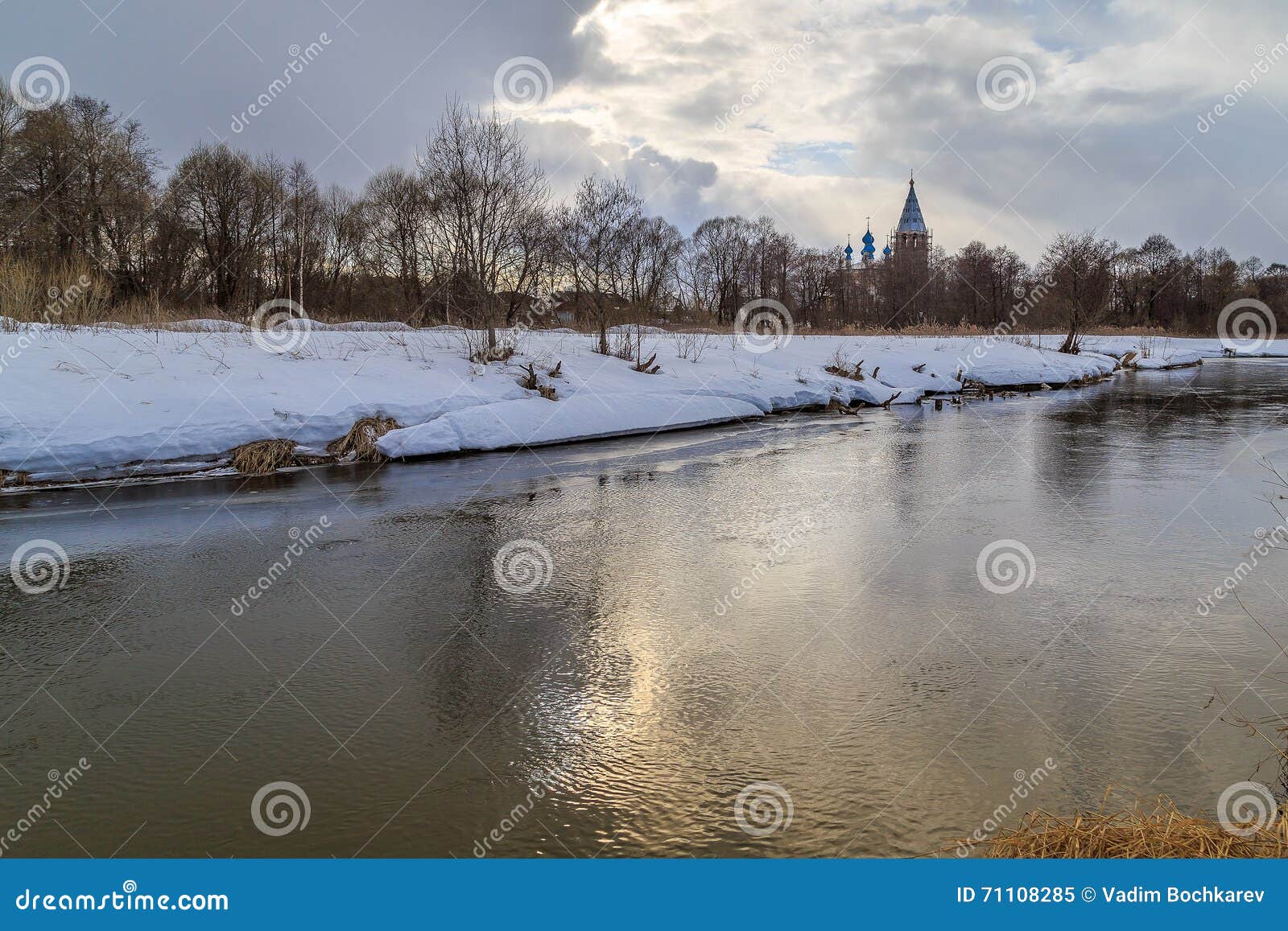 Winter Landscape, River, Snow-covered Shore Stock Image - Image of ...