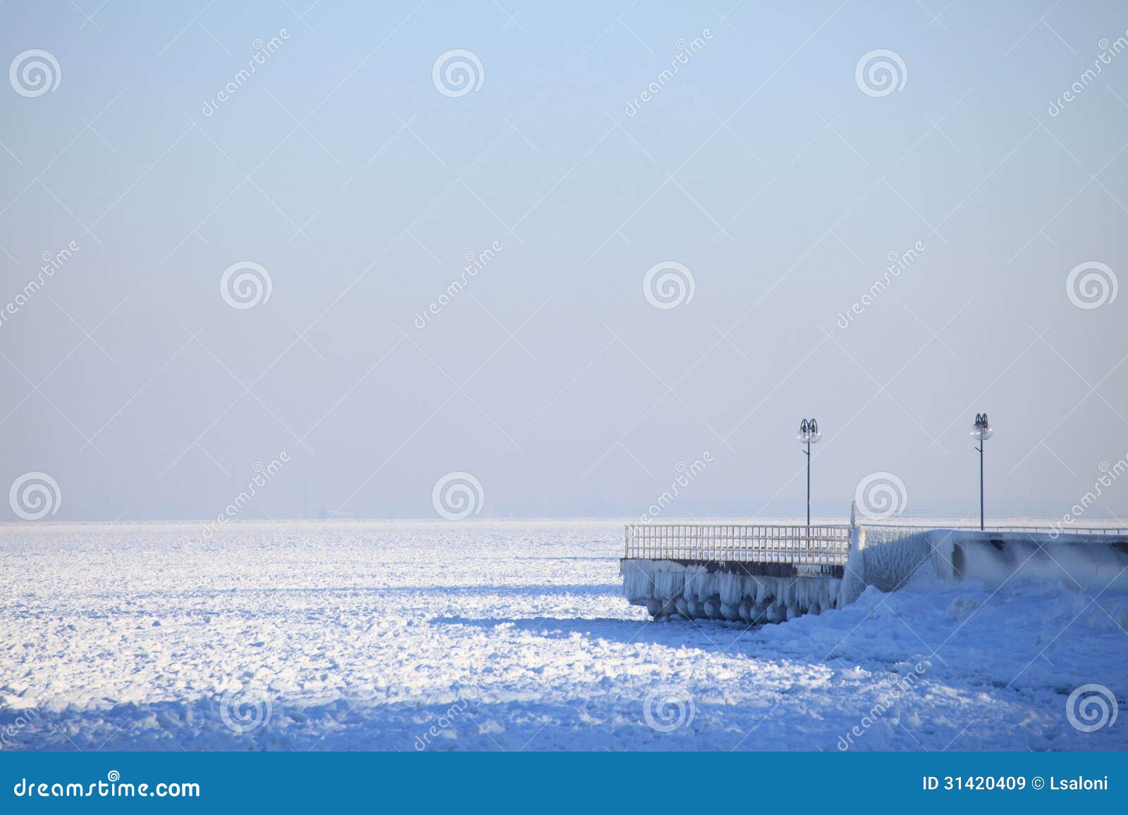 Winter Landscape Sea and Snow and Ice Stock Image - Image of country ...