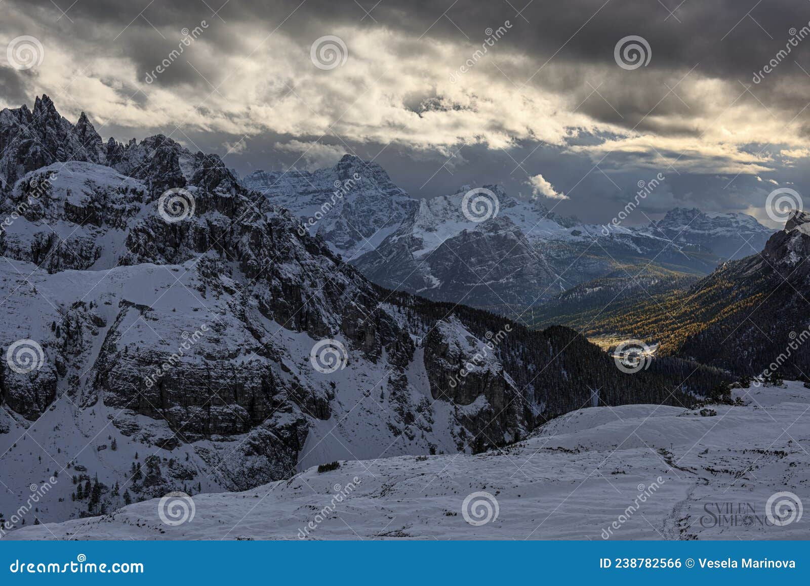 Winter Landscape Shot at Snowy Alps Withl Sharp Peaks and Cloudy Sky ...