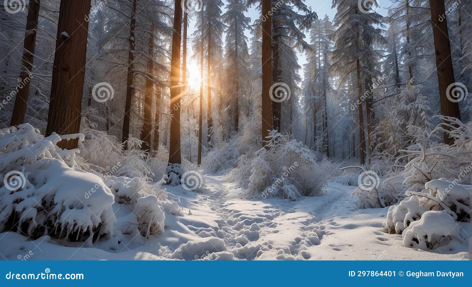 Winter Landscape with Snow Covered Trees, Winter in the Forest, Winter ...