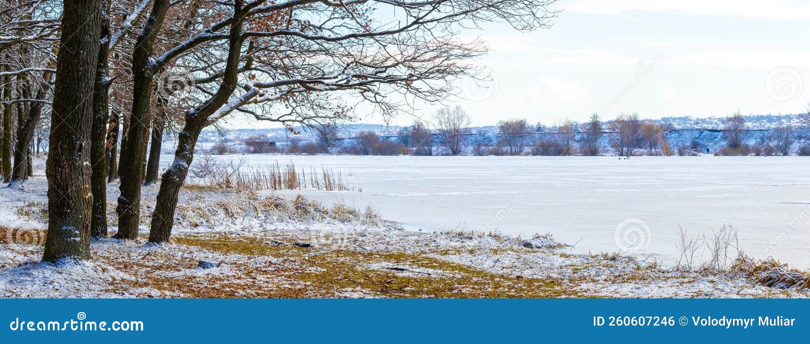 Winter Landscape with Snow-covered Trees Near the River Stock Photo ...