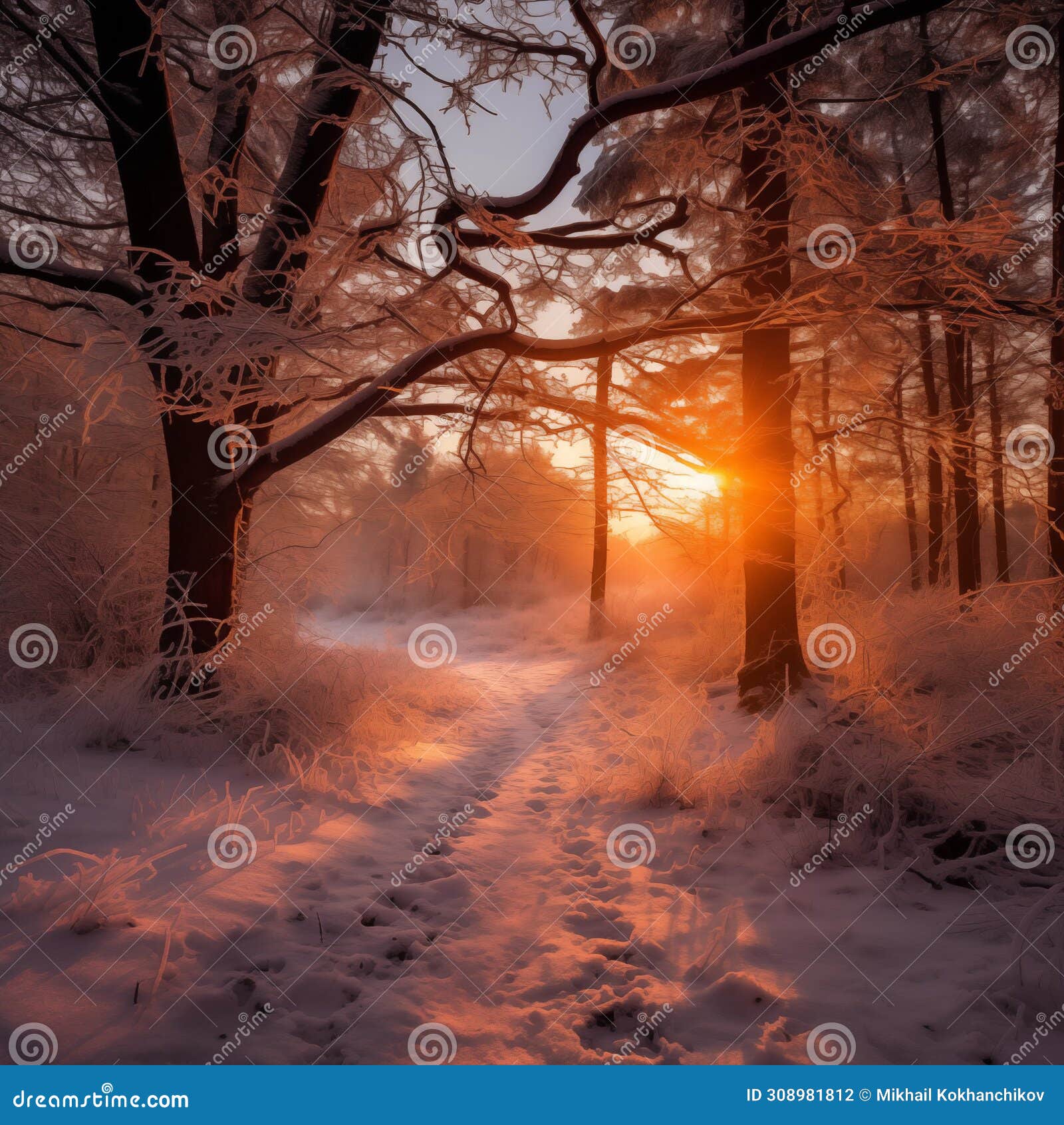 Winter Forest with Sun Rays Stock Photo - Image of morning, shiny ...
