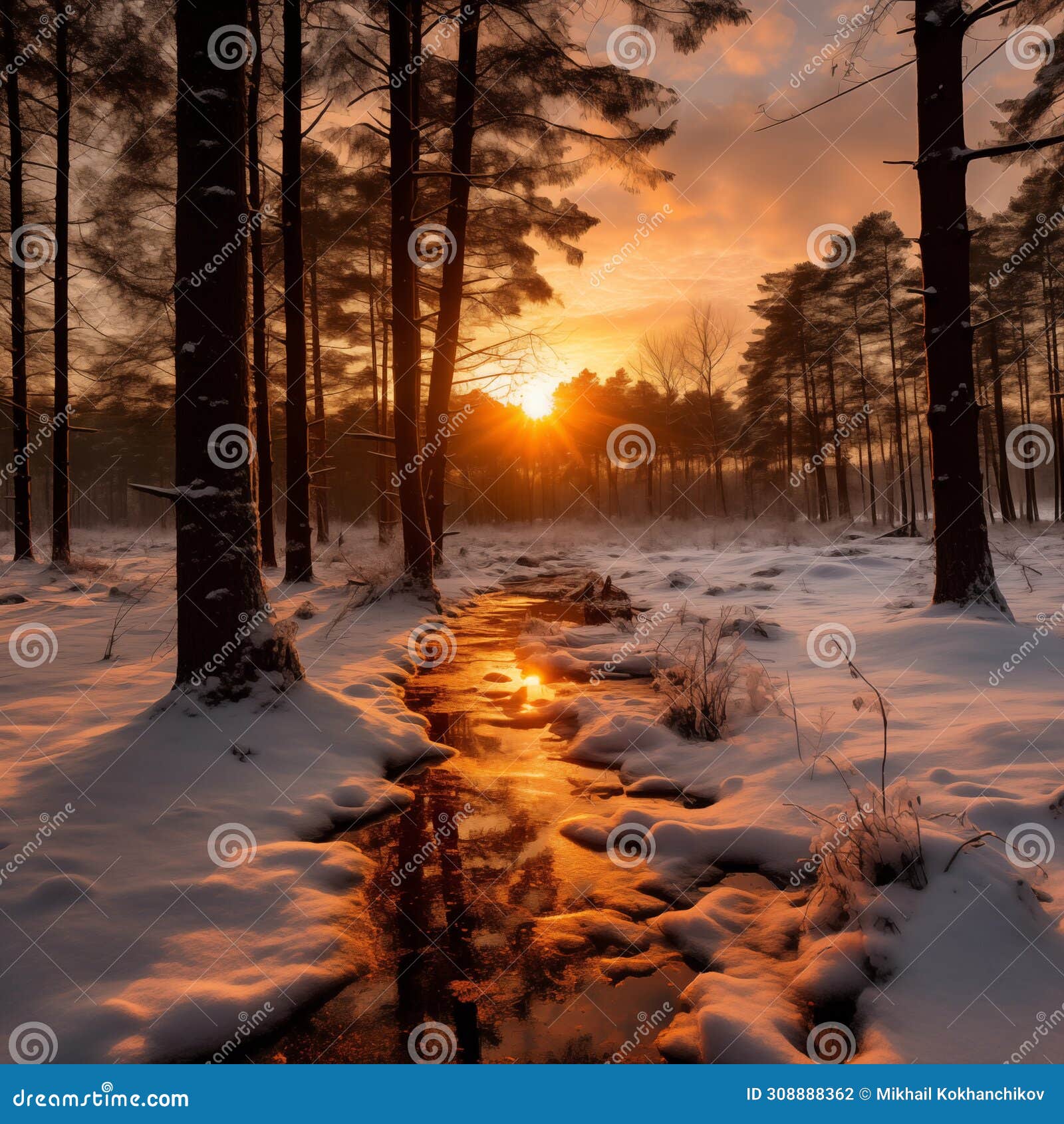 Winter Forest with Sun Rays Stock Photo - Image of outdoor, season ...