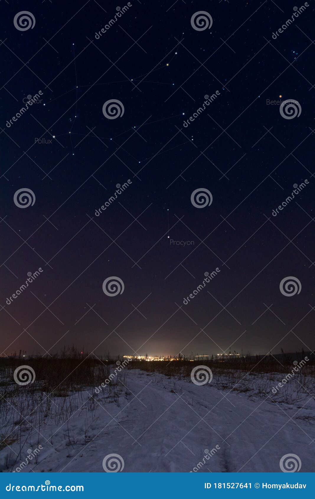 Starry Sky. Constellation Gemini Stock Image - Image of cloud, snow ...