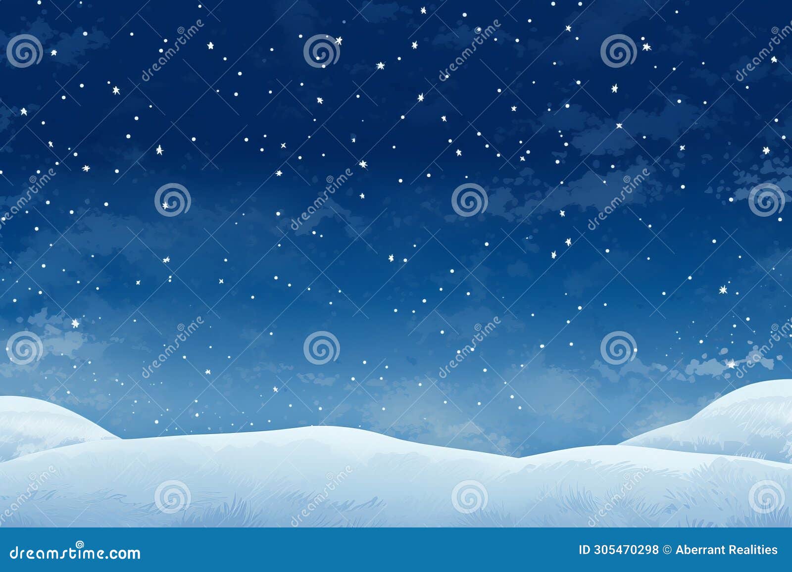 Winter Landscape with Snow and Stars Vector Illustration Stock ...