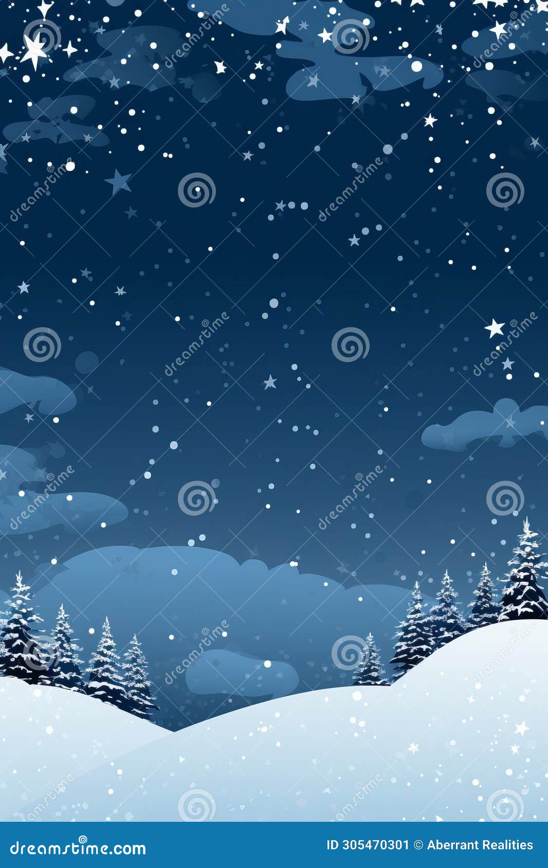 Winter Landscape with Snow and Stars Vector Illustration Stock ...