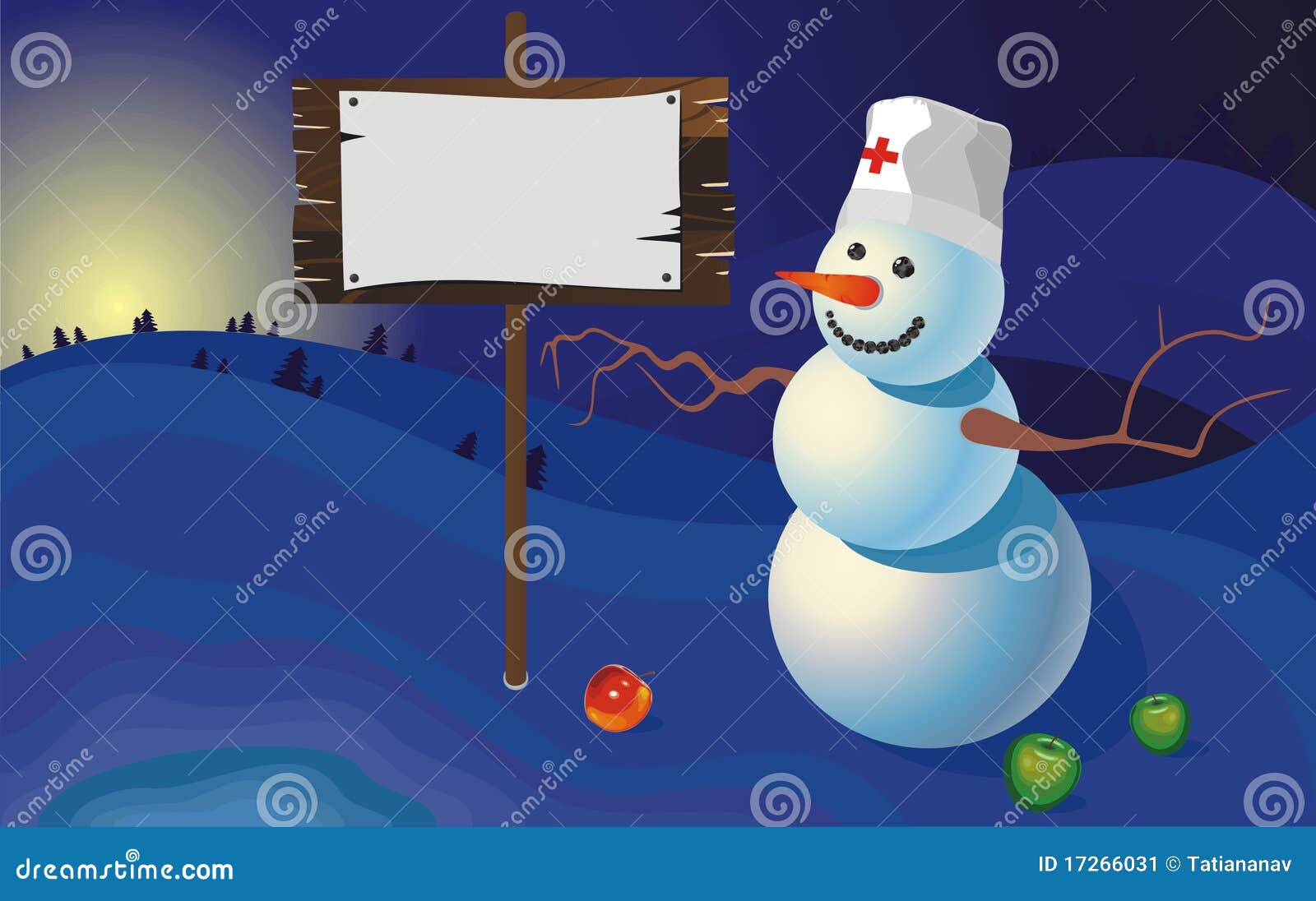 Winter Landscape Snowman Doctor Stock Vector - Illustration of ...