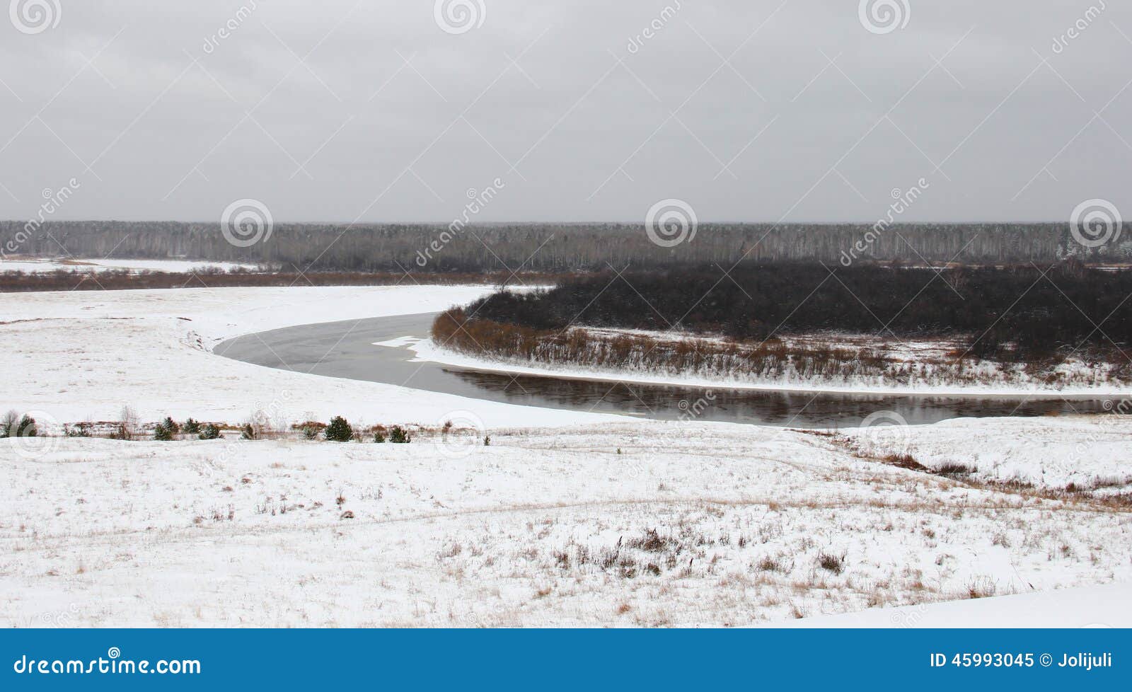 Winter landscape stock image. Image of river, turn, winter - 45993045