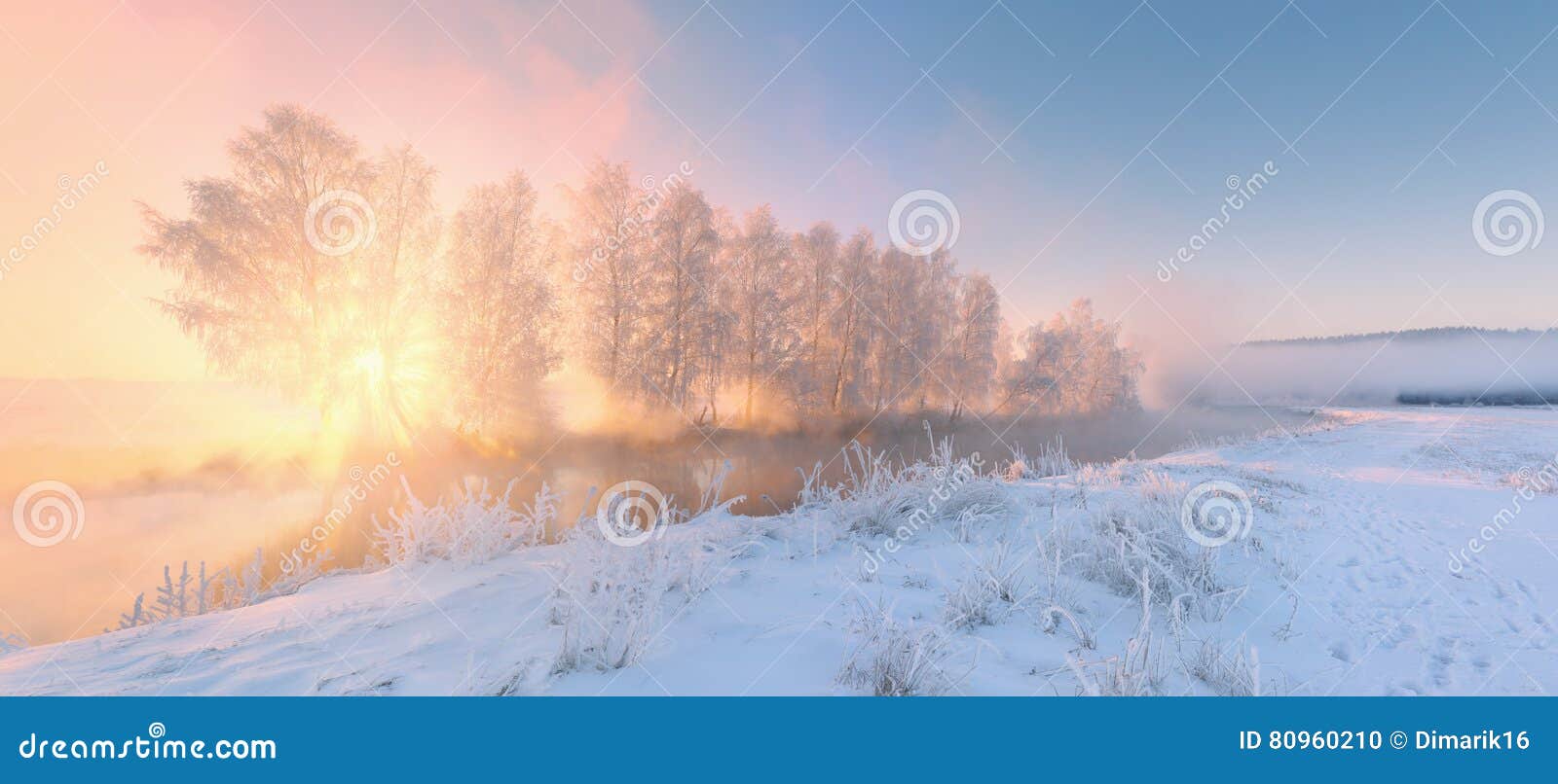 Winter Landscape with Sun Rays Stock Photo - Image of weather ...