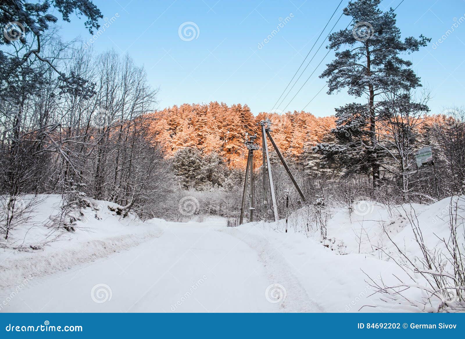 Winter Landscape at Sunset. Stock Photo - Image of sunset, sunlight ...
