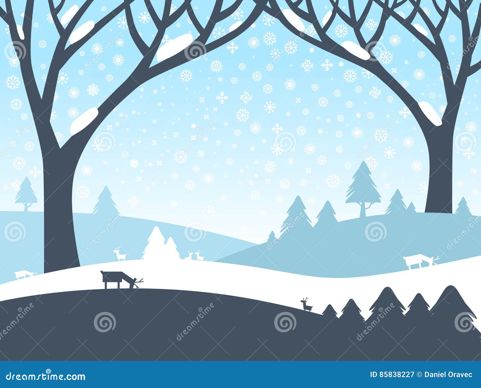 Winter Landscape. Vector Nature Scene Stock Vector - Illustration of ...