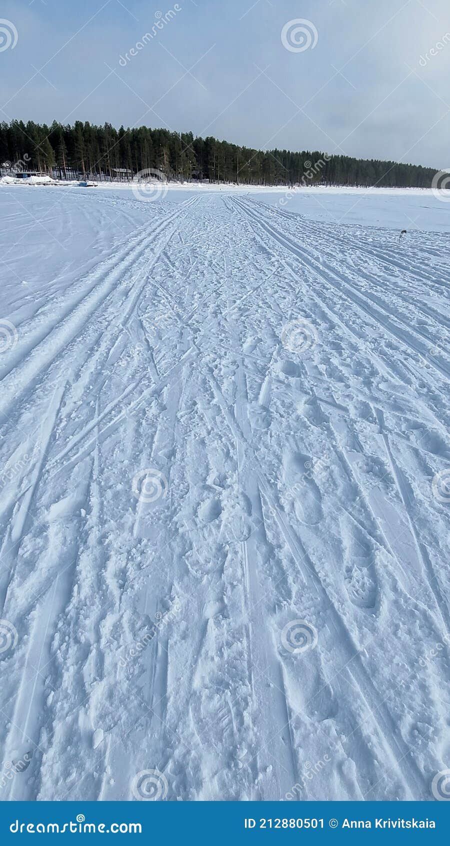 Winter Landscape A View Of The Frozen Snow Covered Lake Stock Image