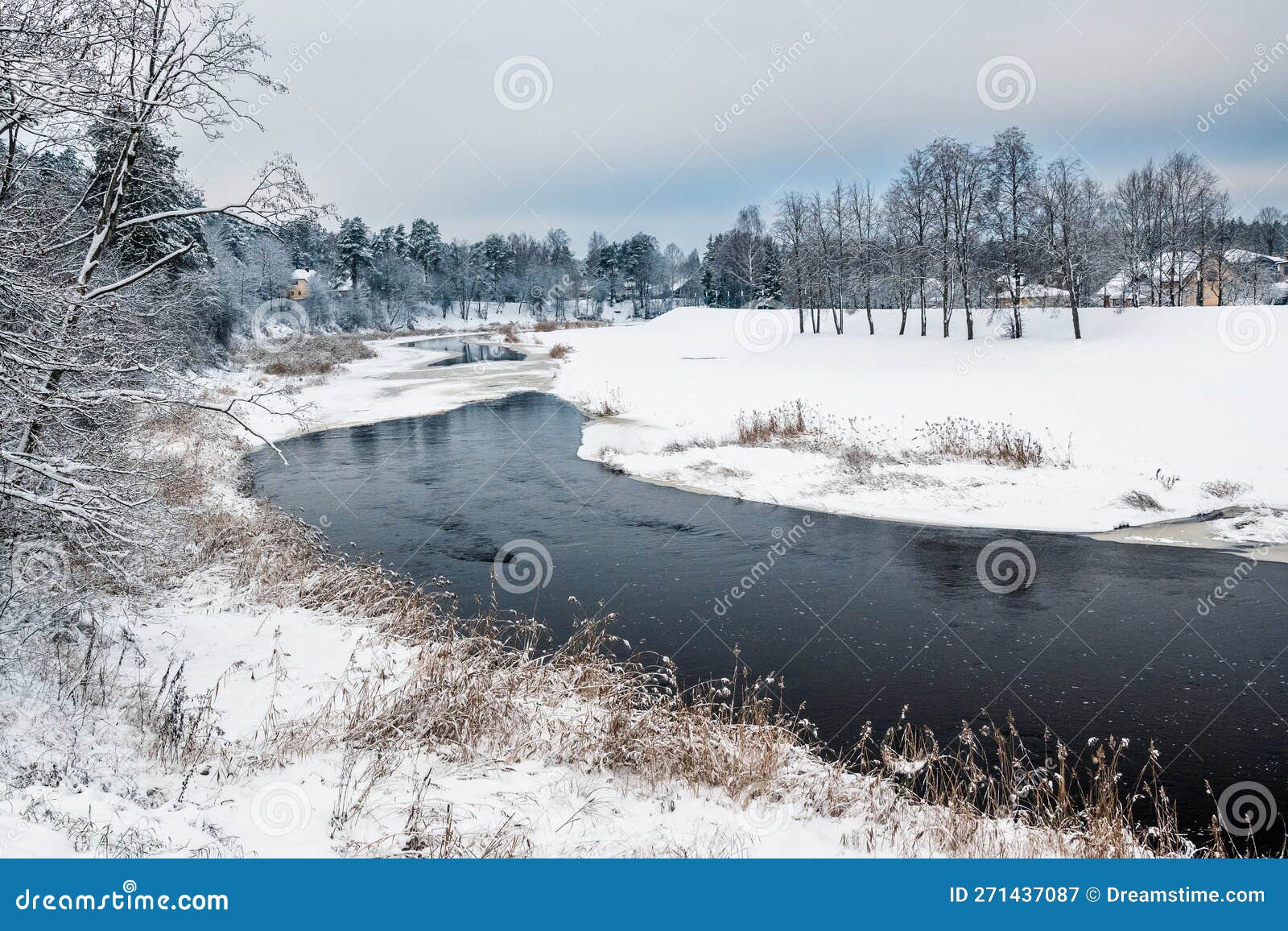 Winter in Latvia Winter Landscape Freezing River Snow 7 Stock Image ...