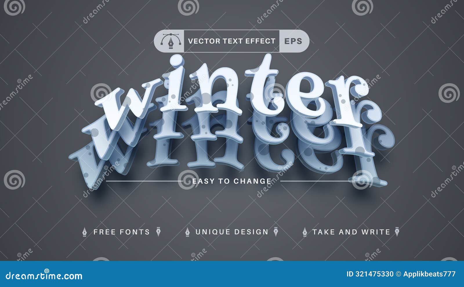 Winter Layers - Editable Text Effect, Font Style Stock Vector - Illustration of 2023, freeze ...