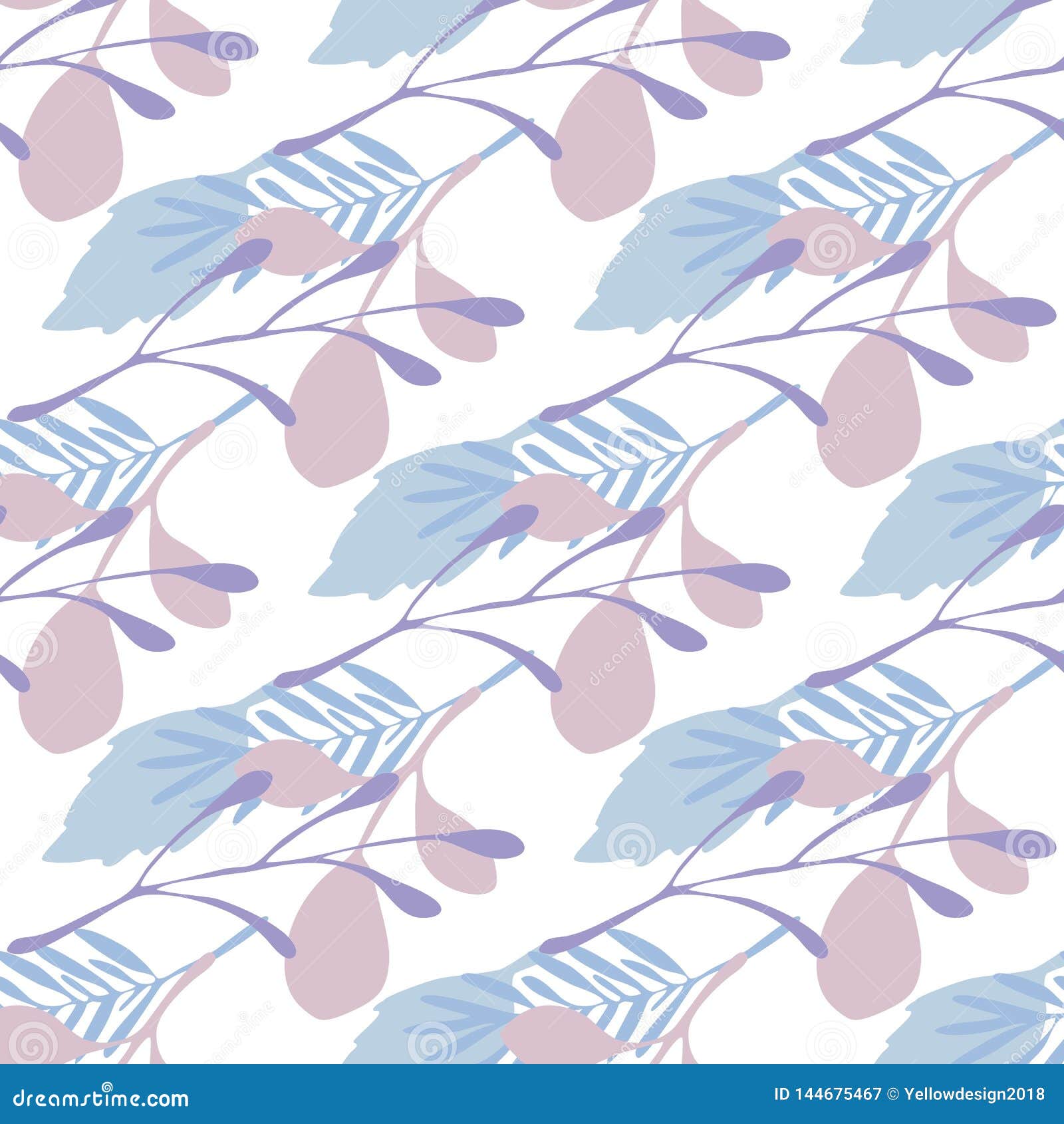 Winter Leaves and Branches Vector Seamless Pattern on White Background ...