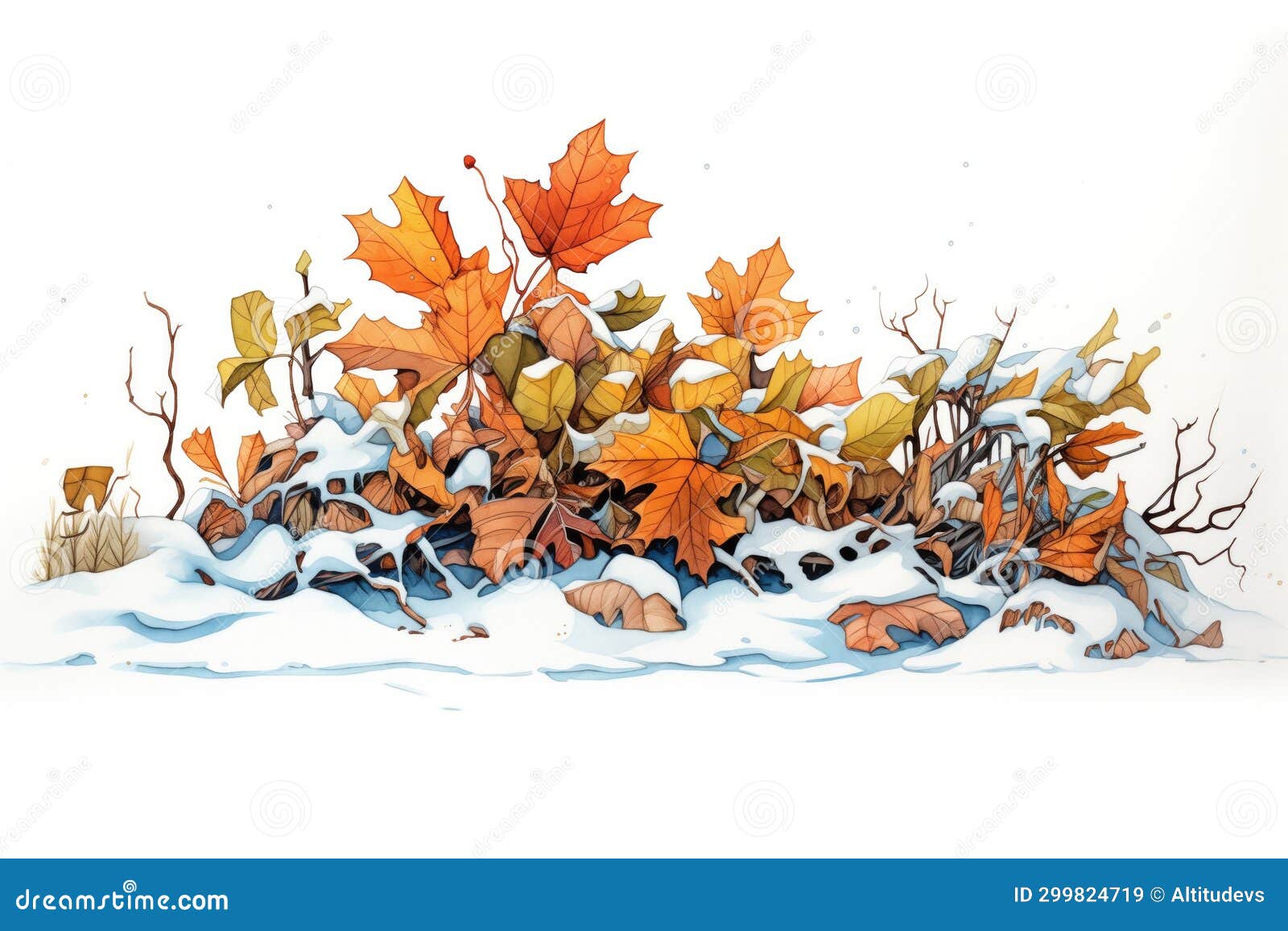 Winter Leaves Clumped by Trailside Stock Image - Image of winter ...