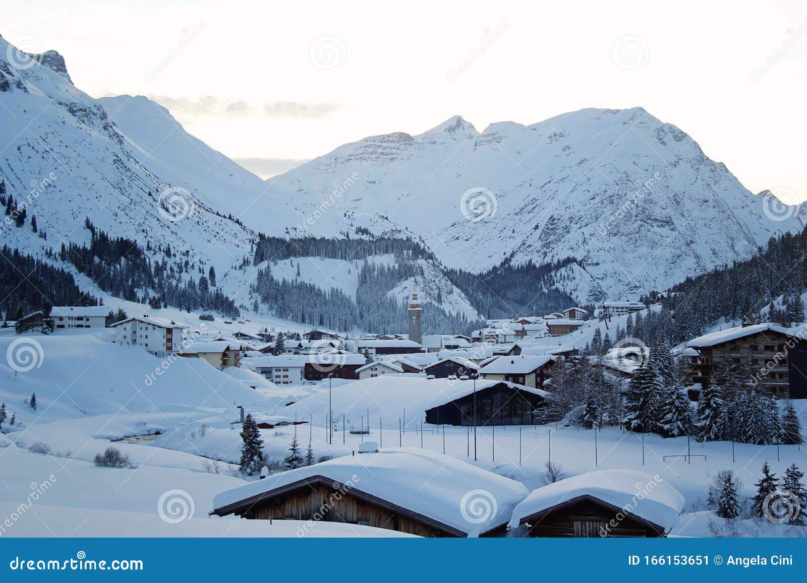 Winter at Lech, Austrian Alps Stock Image - Image of town, cosy: 166153651
