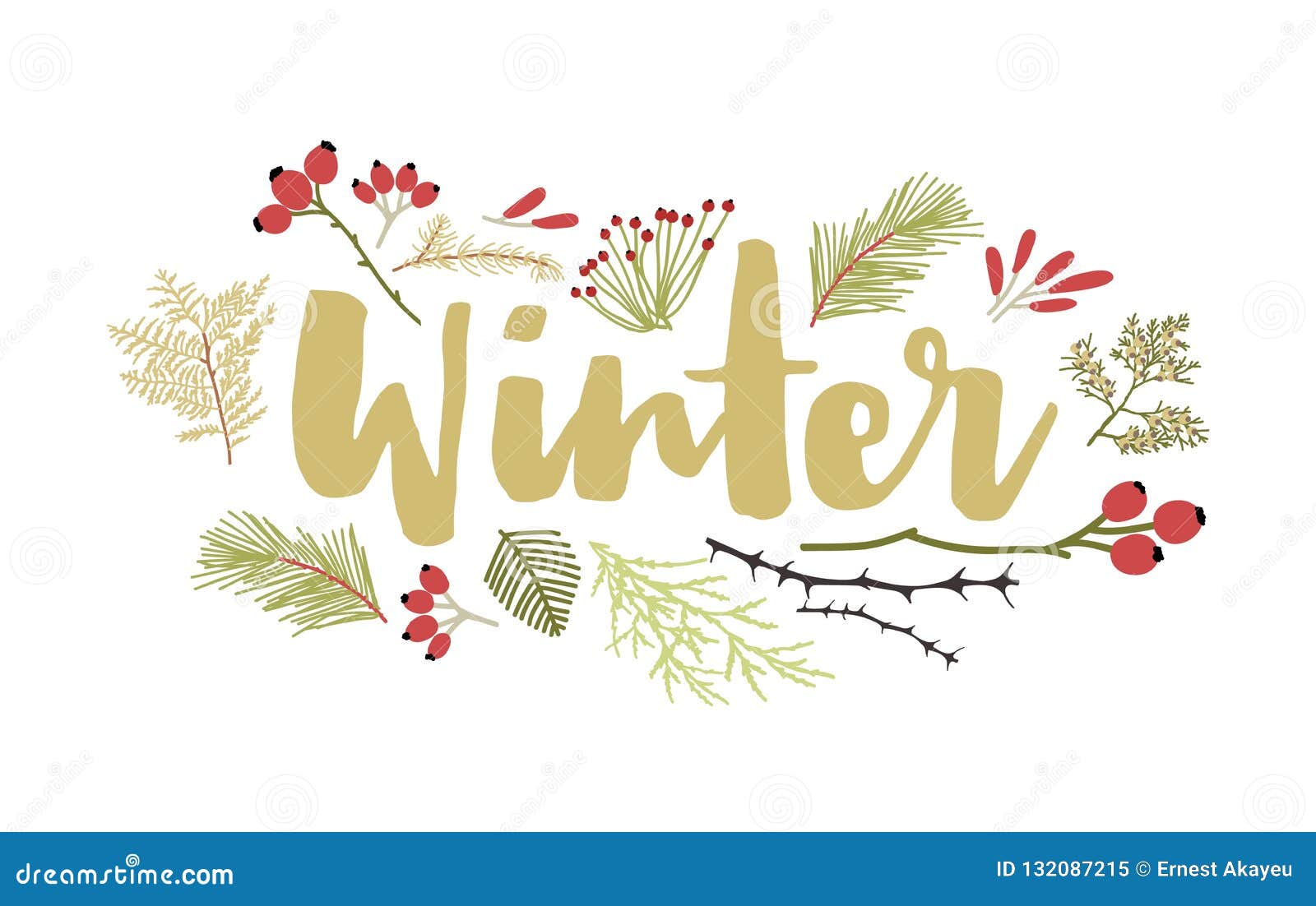Winter Lettering Handwritten with Cursive Calligraphic Font and ...