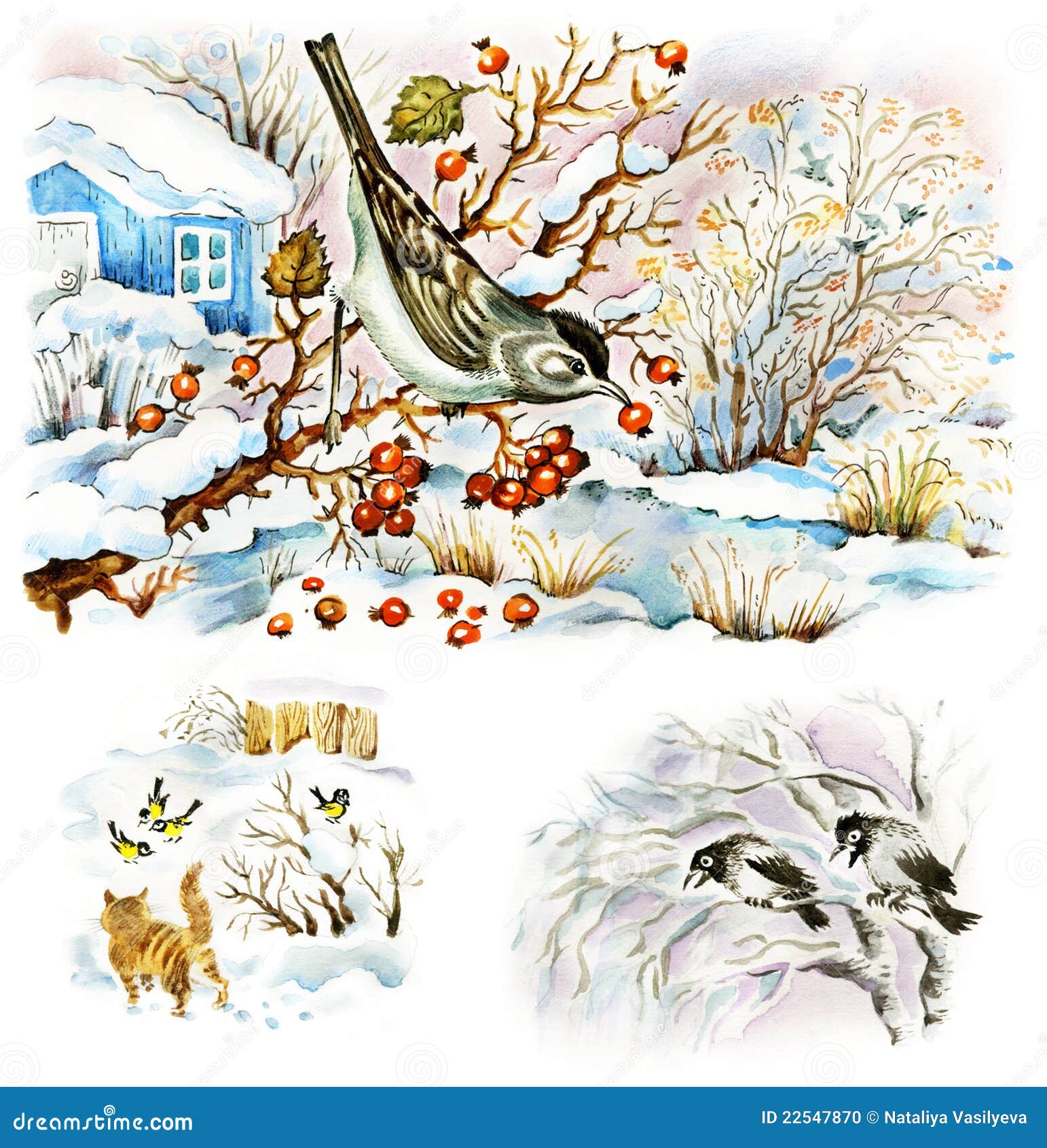 Winter life of nature stock illustration. Illustration of snow - 22547870