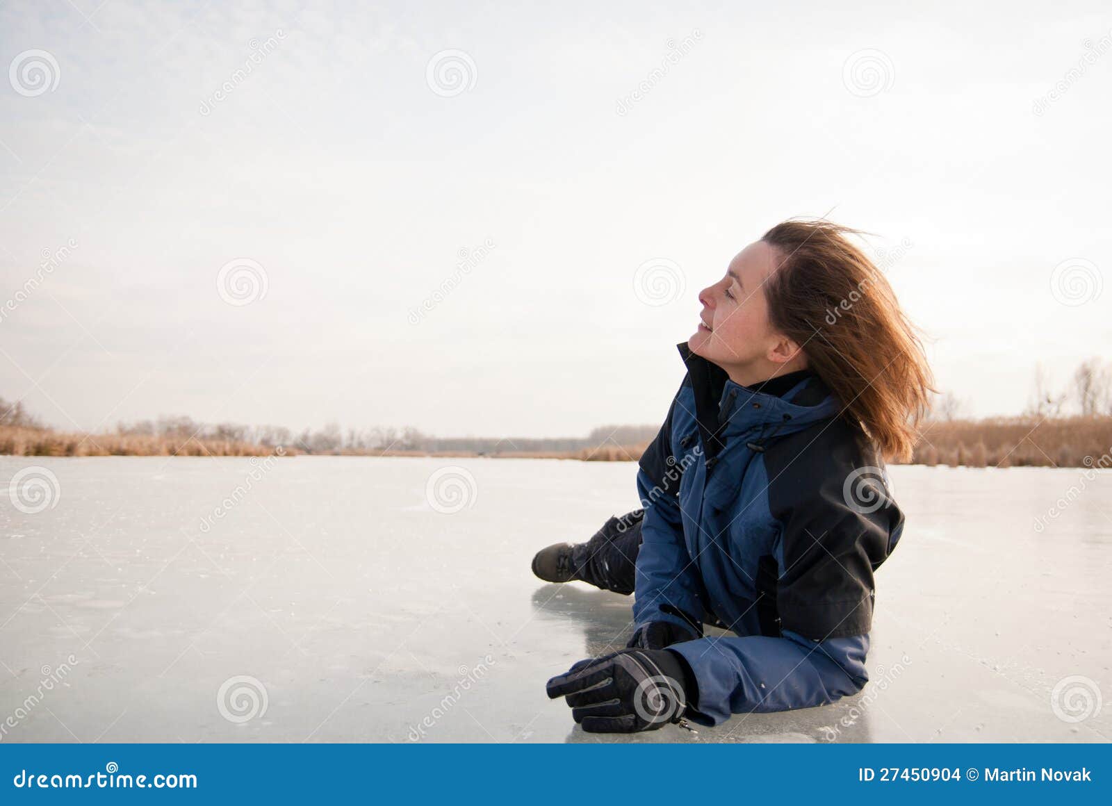 Winter Lifestyle - Lying on Ice Stock Photo - Image of pleasure ...
