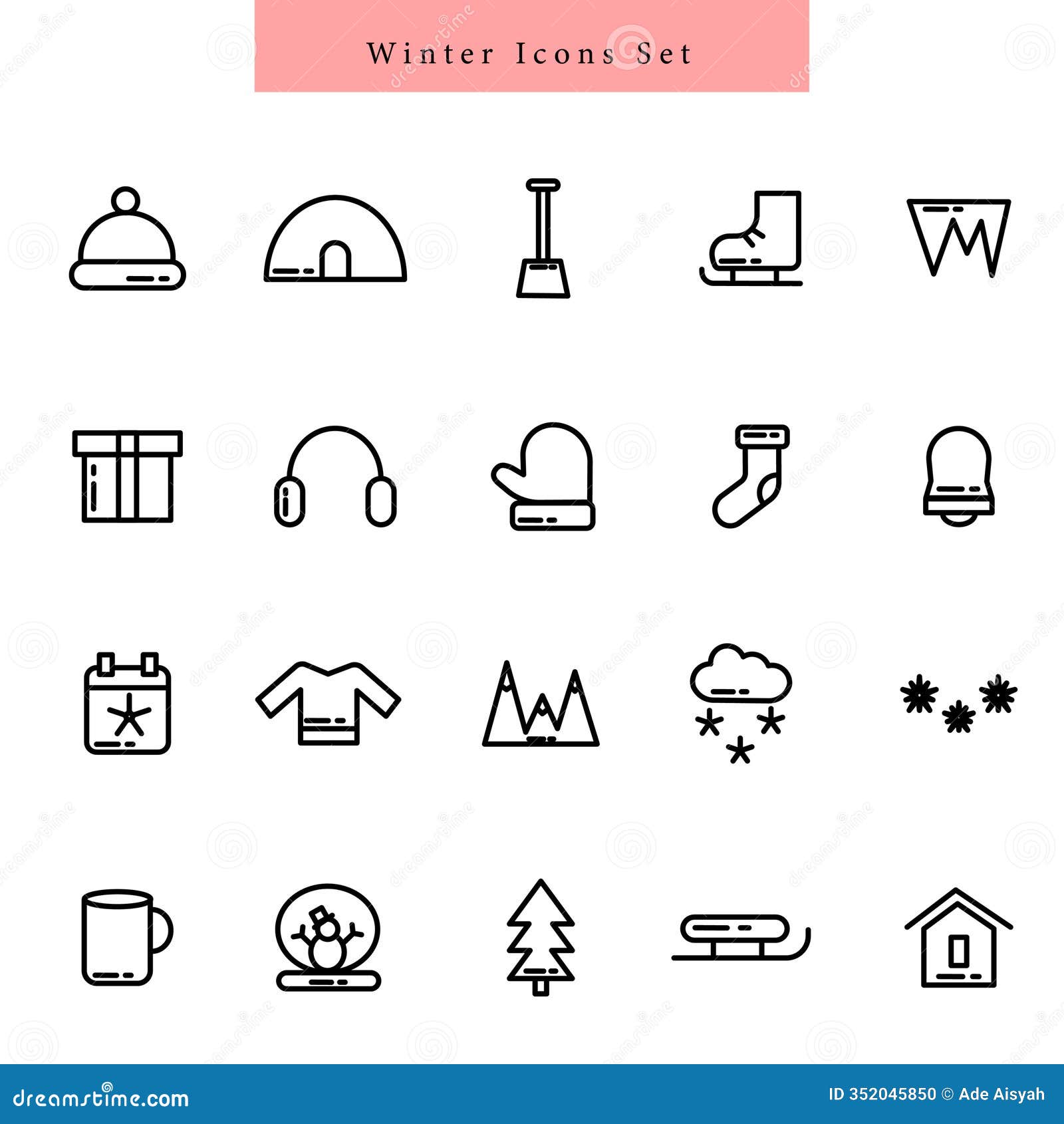 Winter Line Art Icons Set Vector Illustration Stock Illustration ...