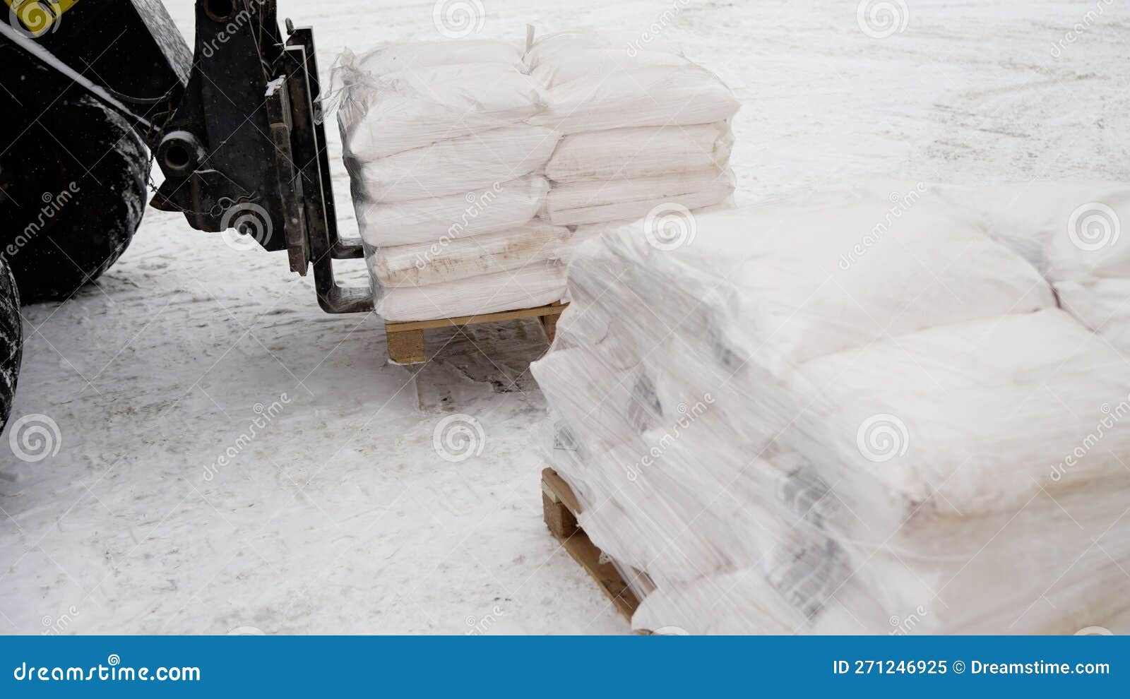 A Forklift is Loading Large Sacks of Starch into a Warehouse. Forklift ...