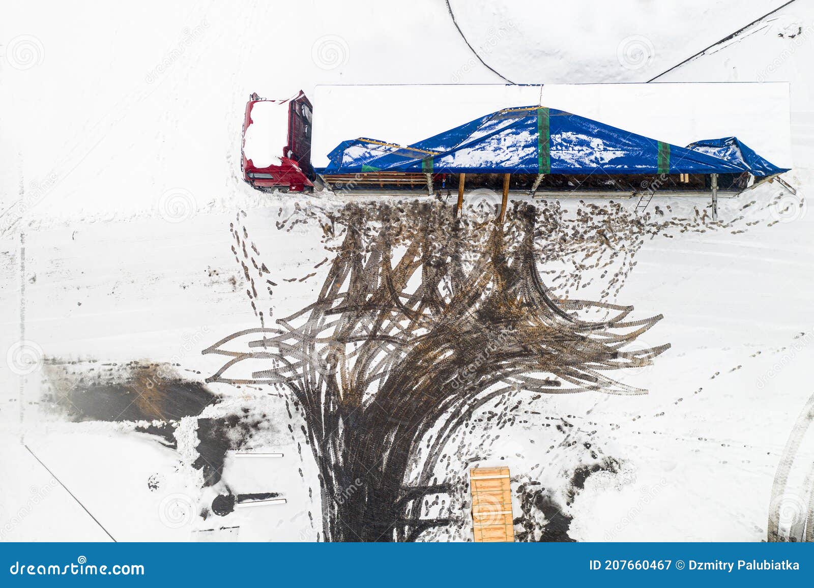 Winter Loading of a Truck with Cargo Top View Stock Image - Image of ...