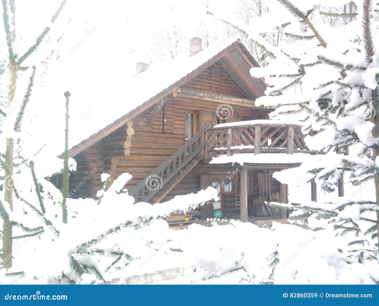 WINTER LOG CABIN stock image. Image of winter, house - 82860359