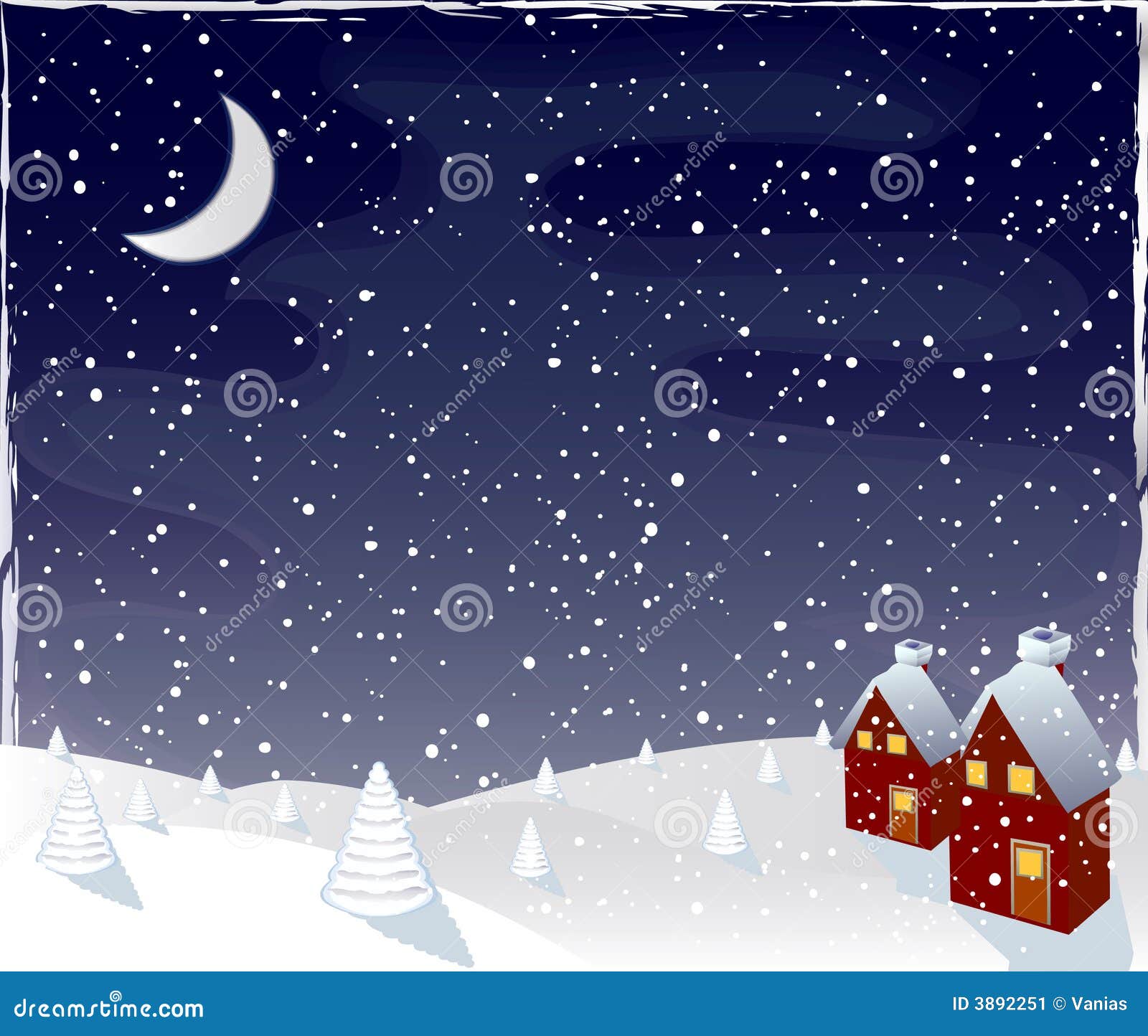 Winter magic night, vector stock vector. Illustration of snowy - 3892251