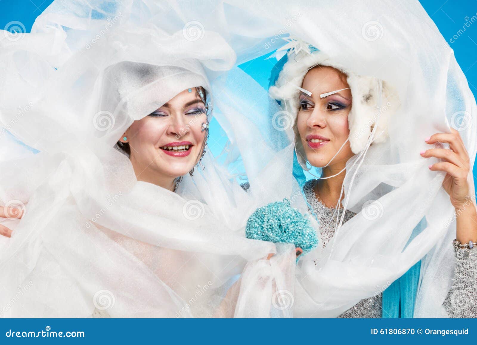 Winter Masquerade. Happiness And Joy. Girls Friends Sisters Santa Claus ...