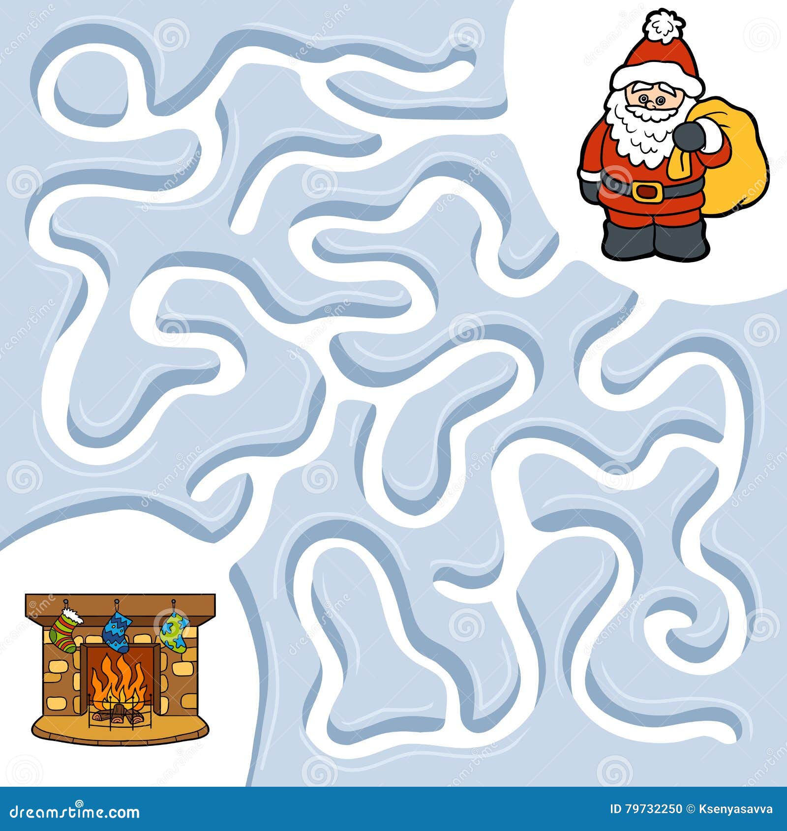 Winter Maze Game, Santa Claus and Fireplace Stock Vector - Illustration ... Winter Maze Game, Santa Claus and Fireplace Stock Vector - Illustration ...