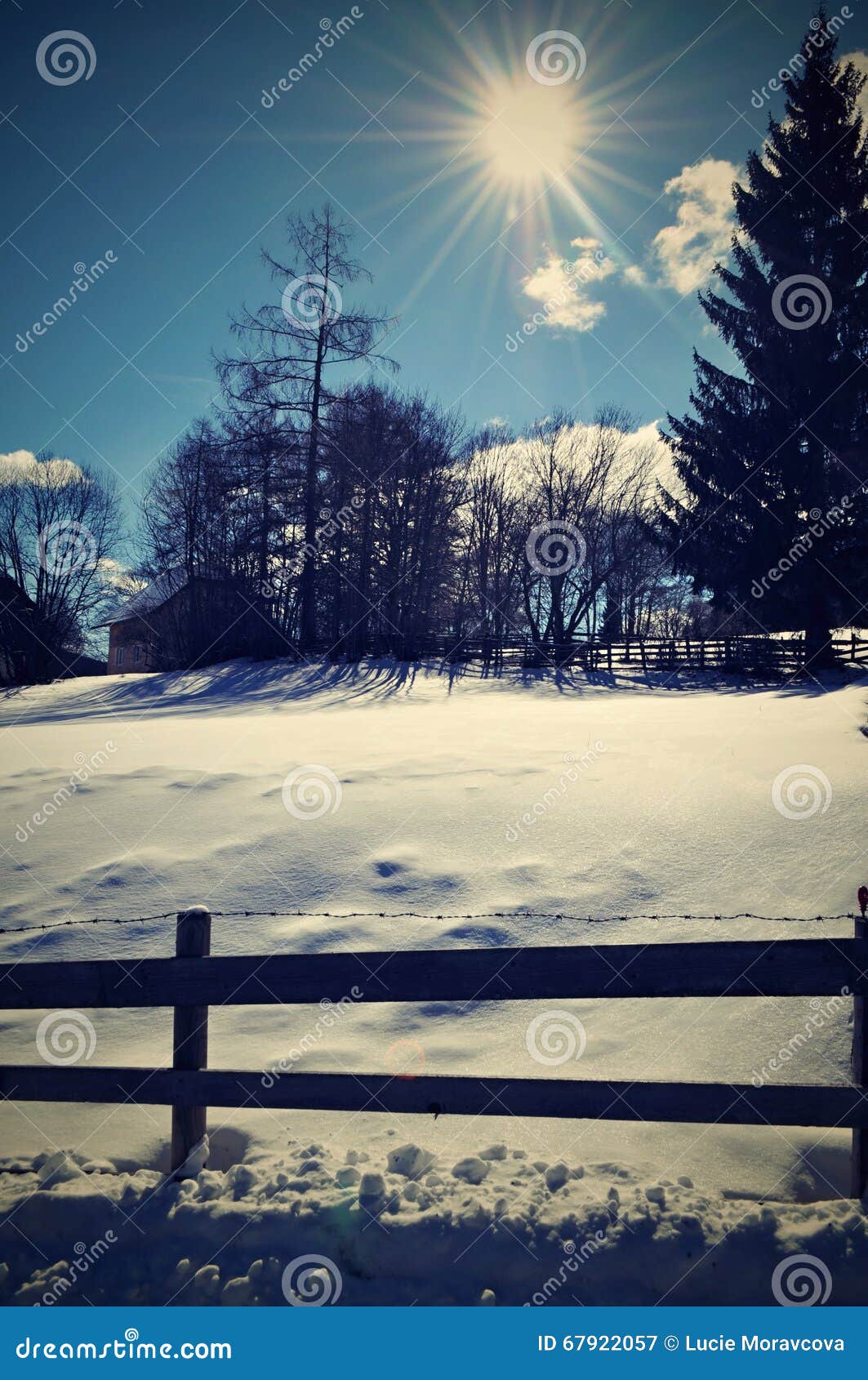 Winter meadow stock image. Image of blue, austria, house - 67922057